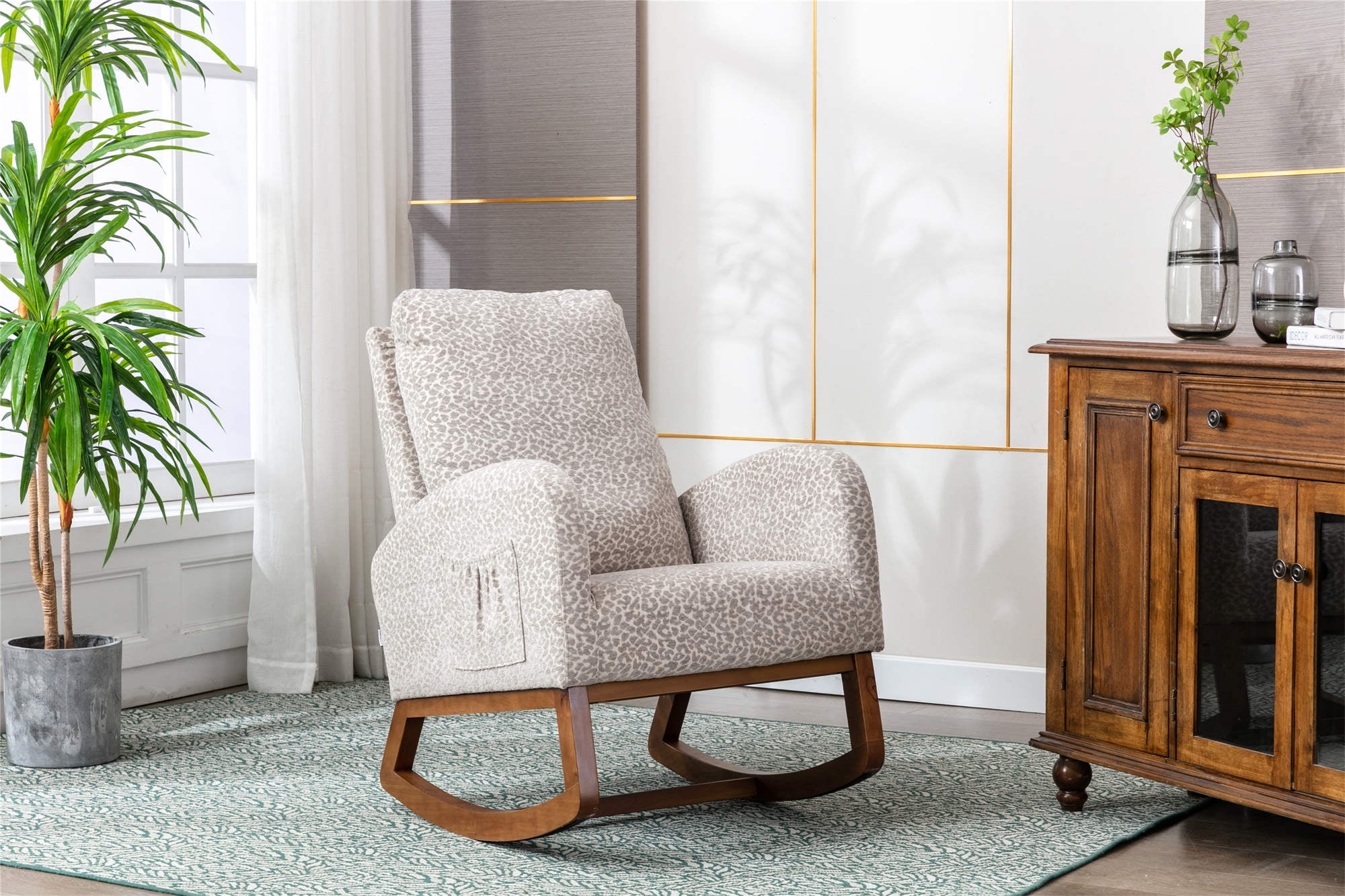 Modern Upholstered Rocking Chair, Indoor Nursery Rocker Chair ...