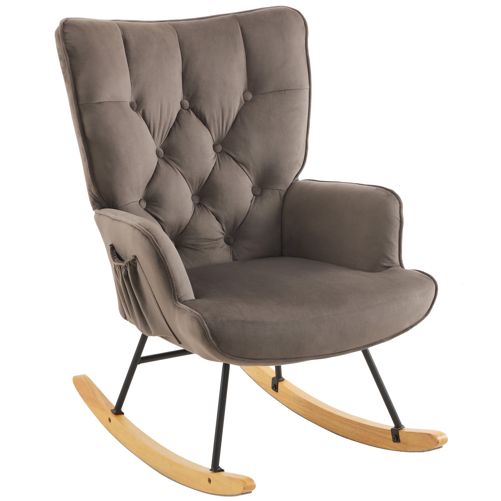 Modern Upholstered Rocking Chair for Nursery and Living Room, High Back ...