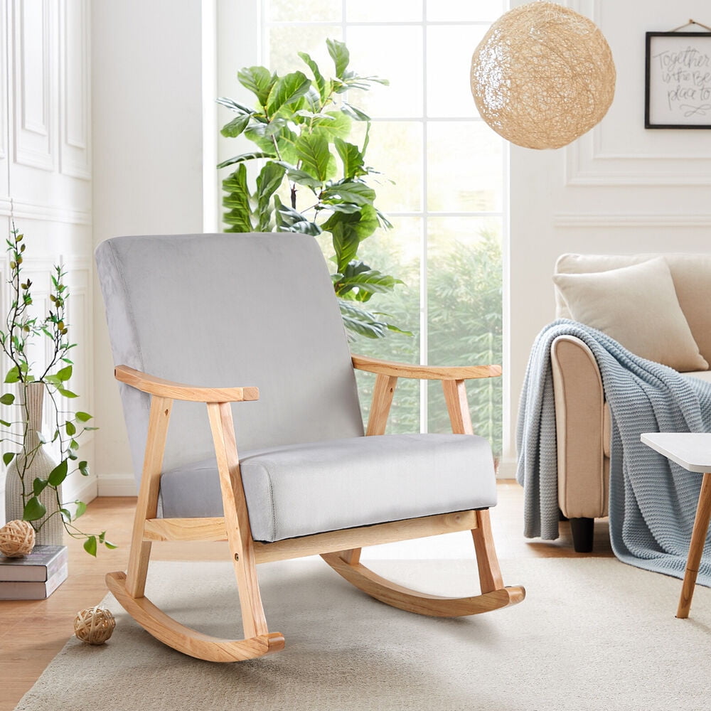 Modern Upholstered Rocking Chair Single Sofa Seat Accent Rocker ...