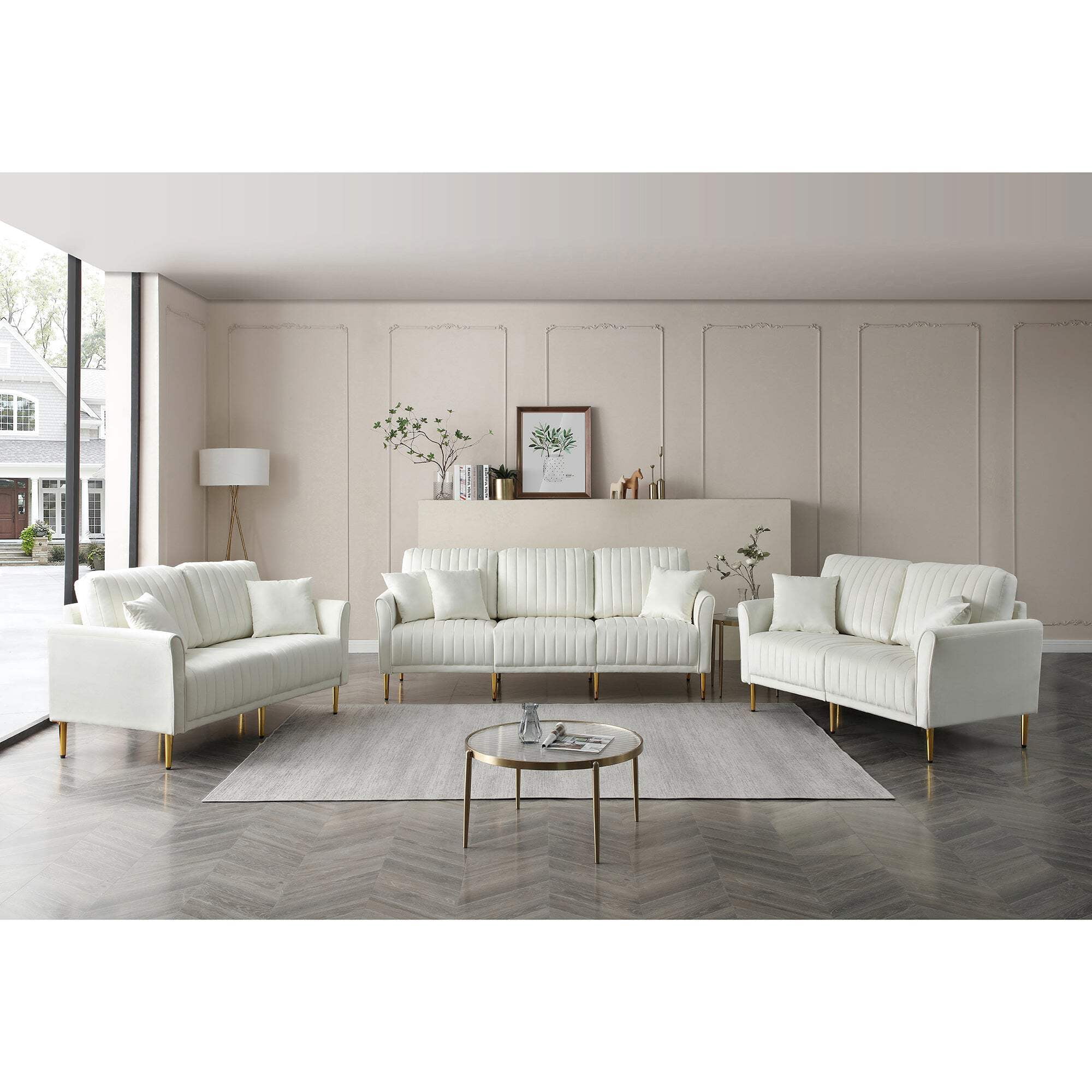 Modern Upholstered Sofa 3 Seater Couches And 2 Set Of 2 Seater Couchses ...