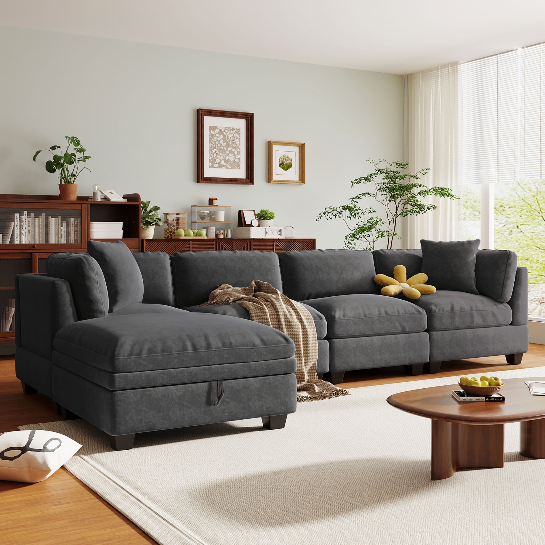 Modern Upholstered Sofa Couch, Modular Sectional Sofa with Removable ...