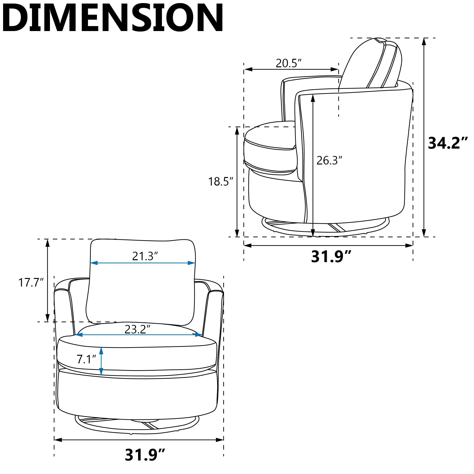 Modern Upholstered Swivel Barrel Chair(Set Of 2) Gray - Walmart.com