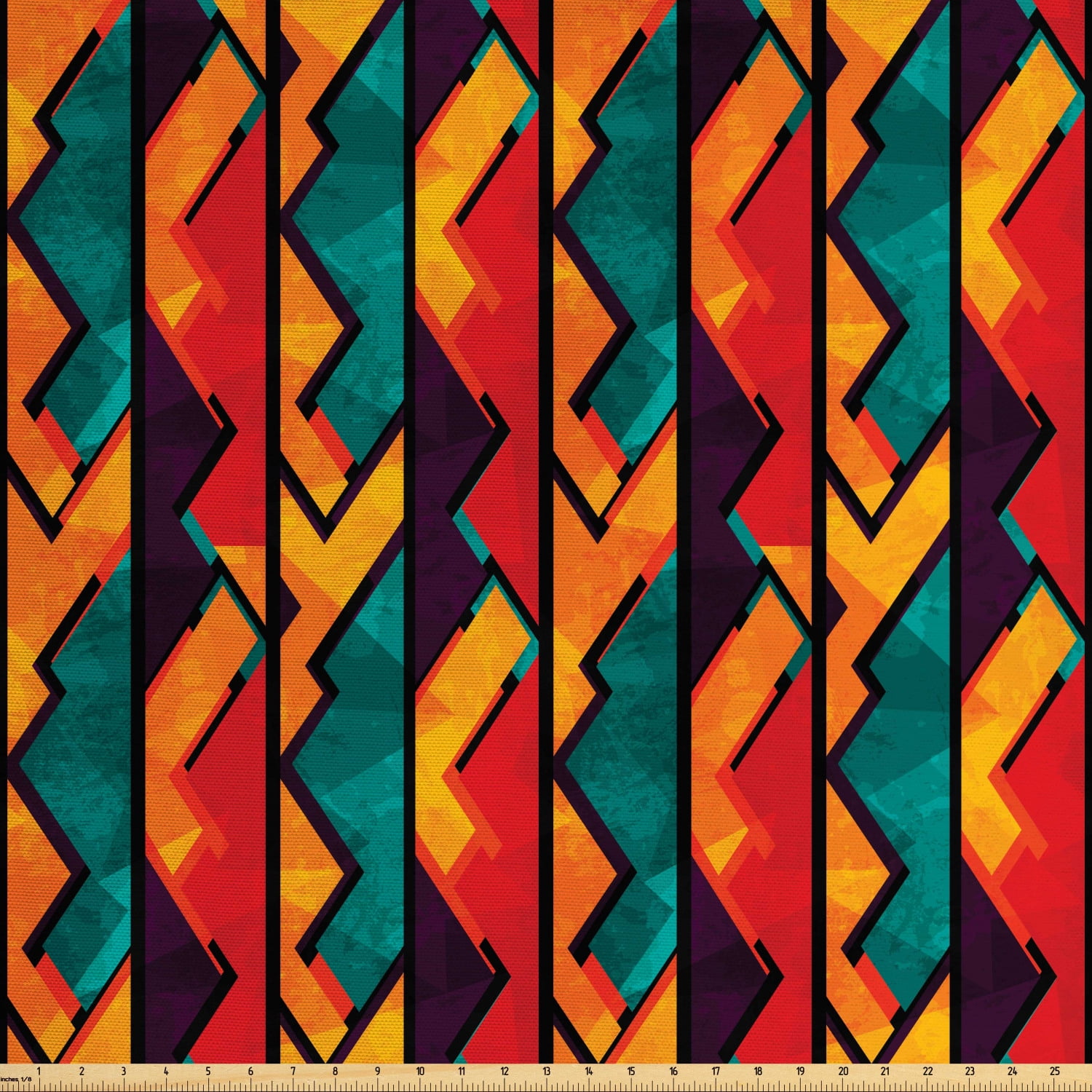 Ambesonne Ethnic Fabric by the Yard Upholstery, Geometric Modern Design ...