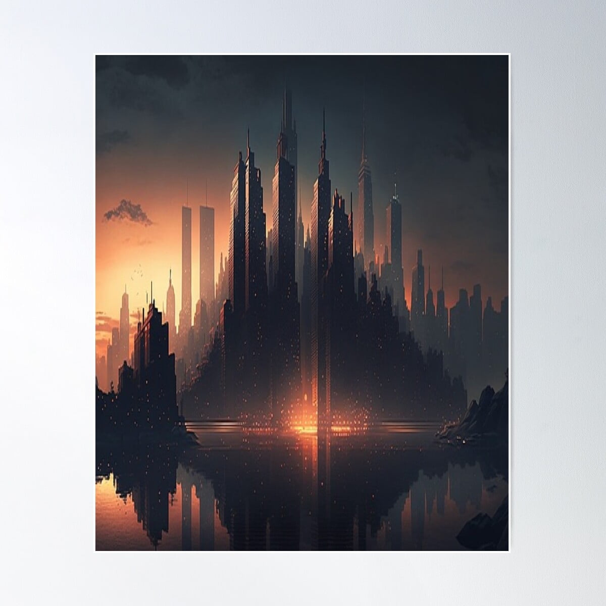 Modern Urban Background At Night_ City Night_ Moder Poster Wall Art ...