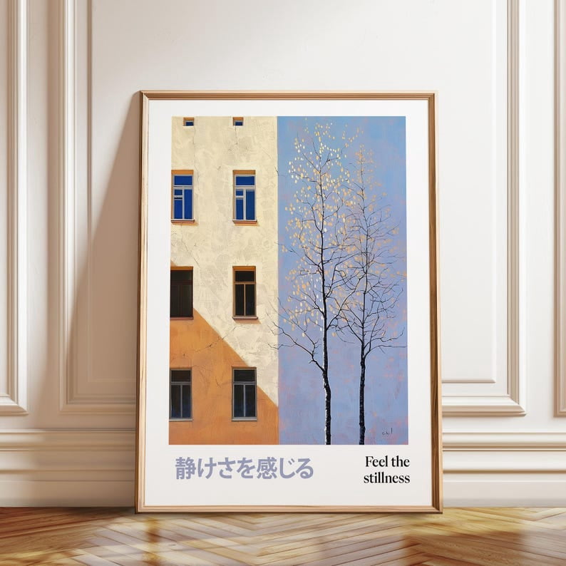 Modern Urban Building Poster - "Feel The Stillness" Wall Art- Japanese ...