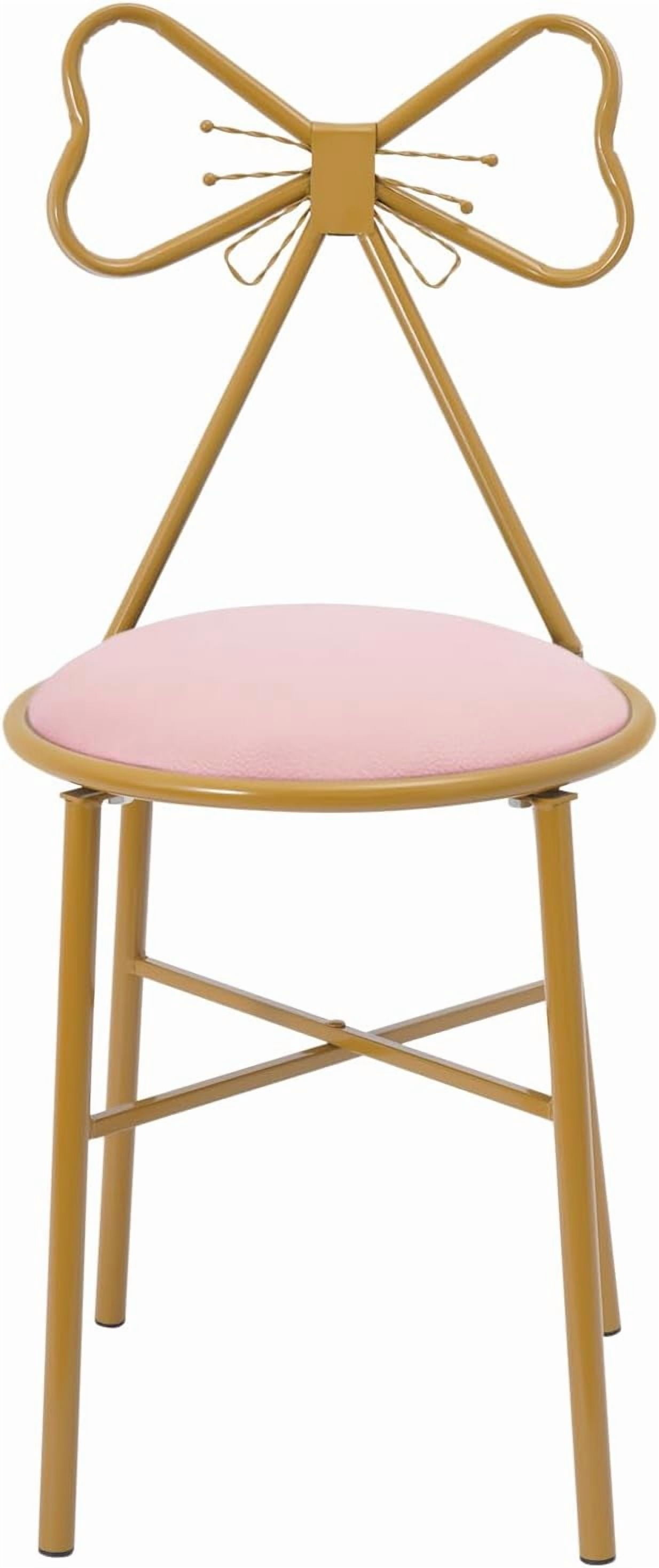 Modern Vanity Chair Stool, PU Butterfly Bow Tie Vanity Chair, Pink ...