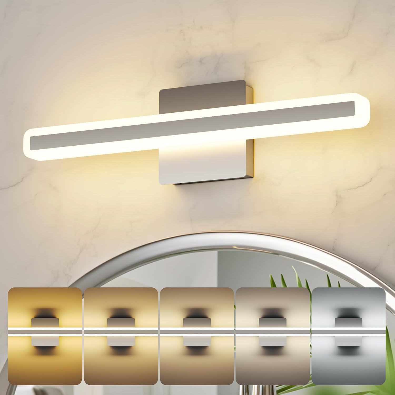 Modern Vanity Light 15.7 inch 16W Dimmable 5CCT Led Bathroom Light ...