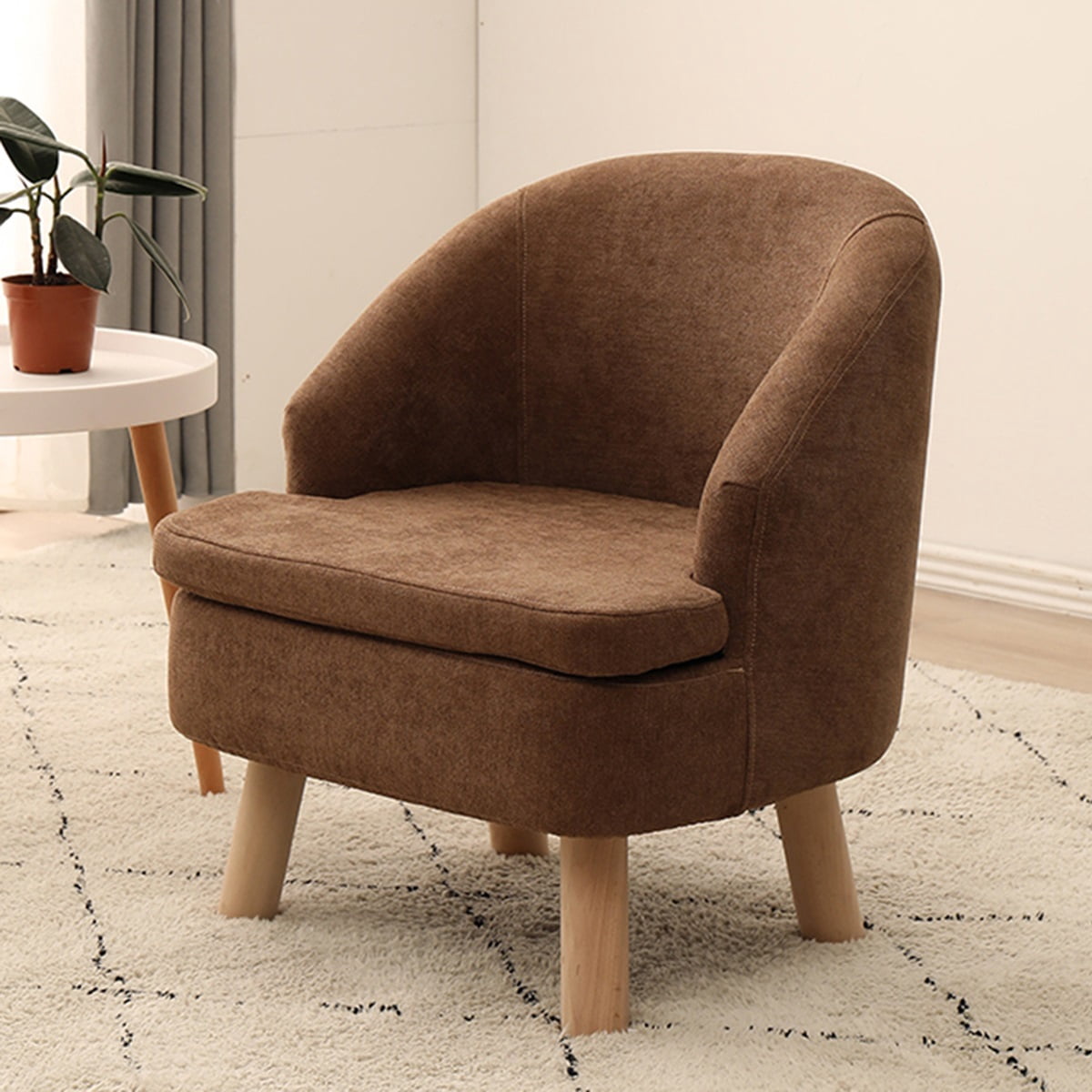 Modern Vanity Stool Small Sofa Chair Linen Fabric Footstool Small Side ...
