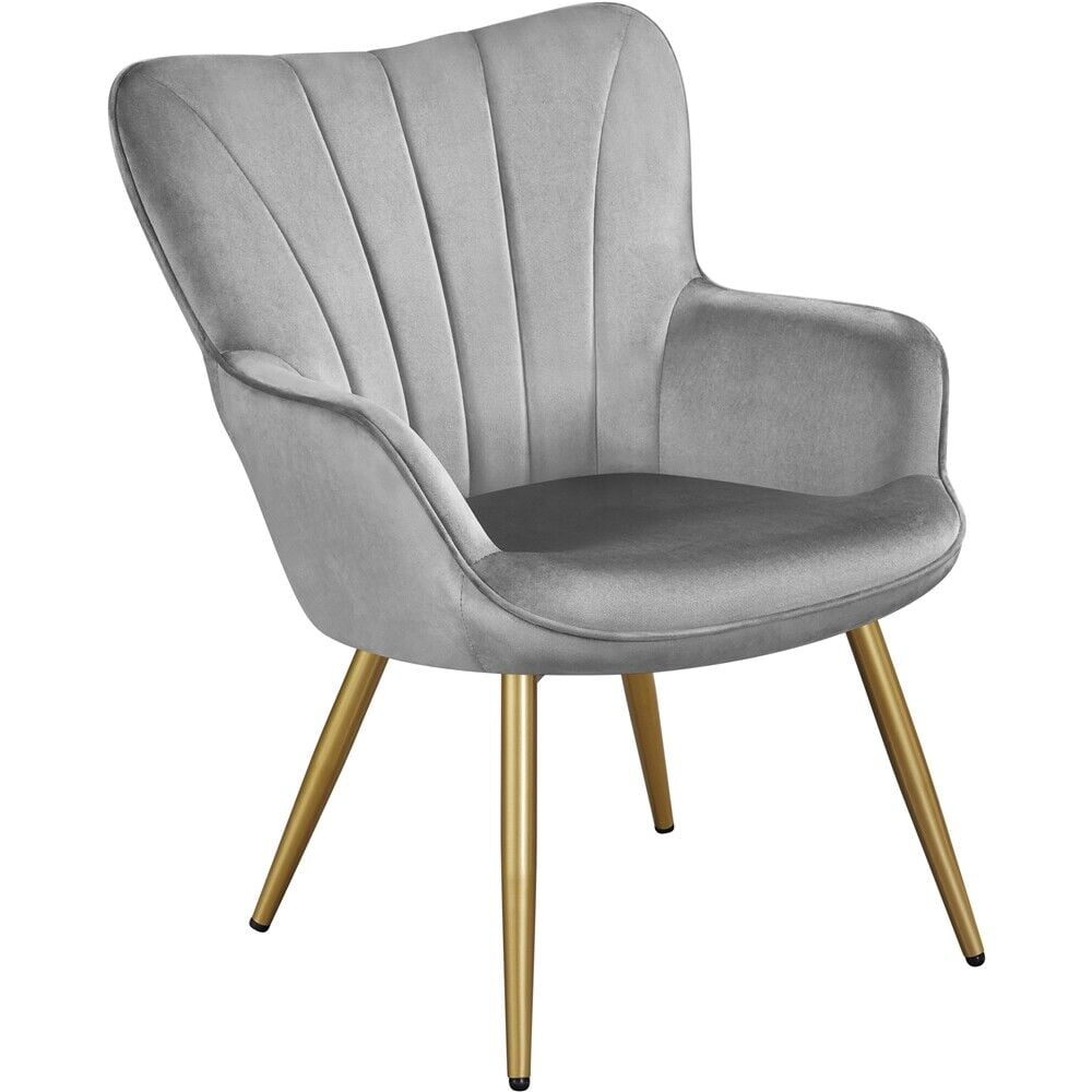 Modern Velvet Accent Chair Barrel Chair High Back and Golden Legs ...