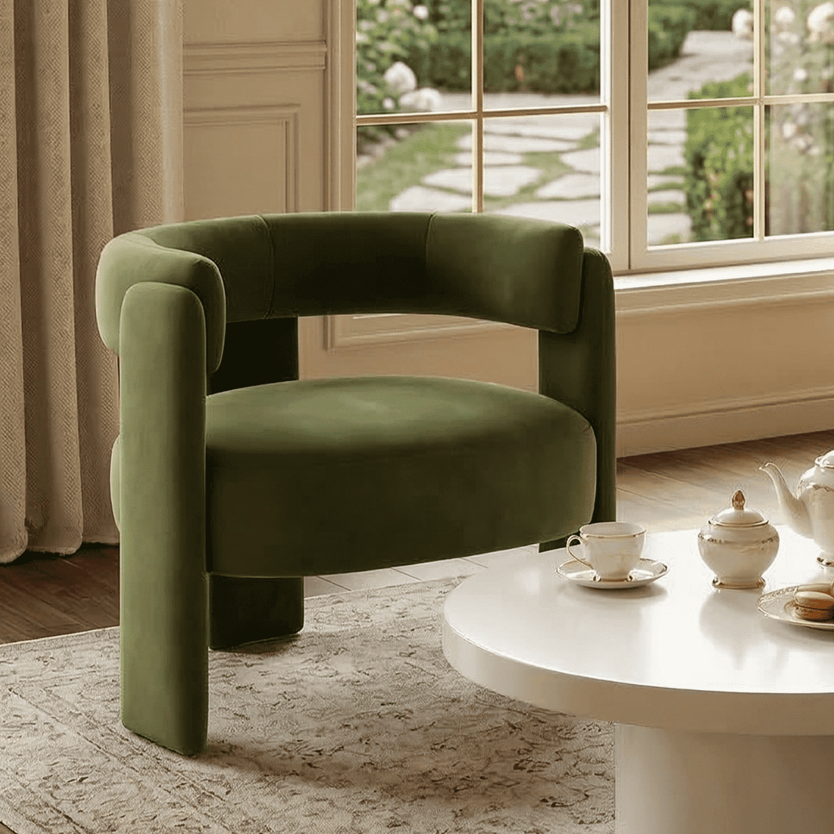 Modern Velvet Accent Chair for Living Room, Comfy Single Sofa Armchair ...