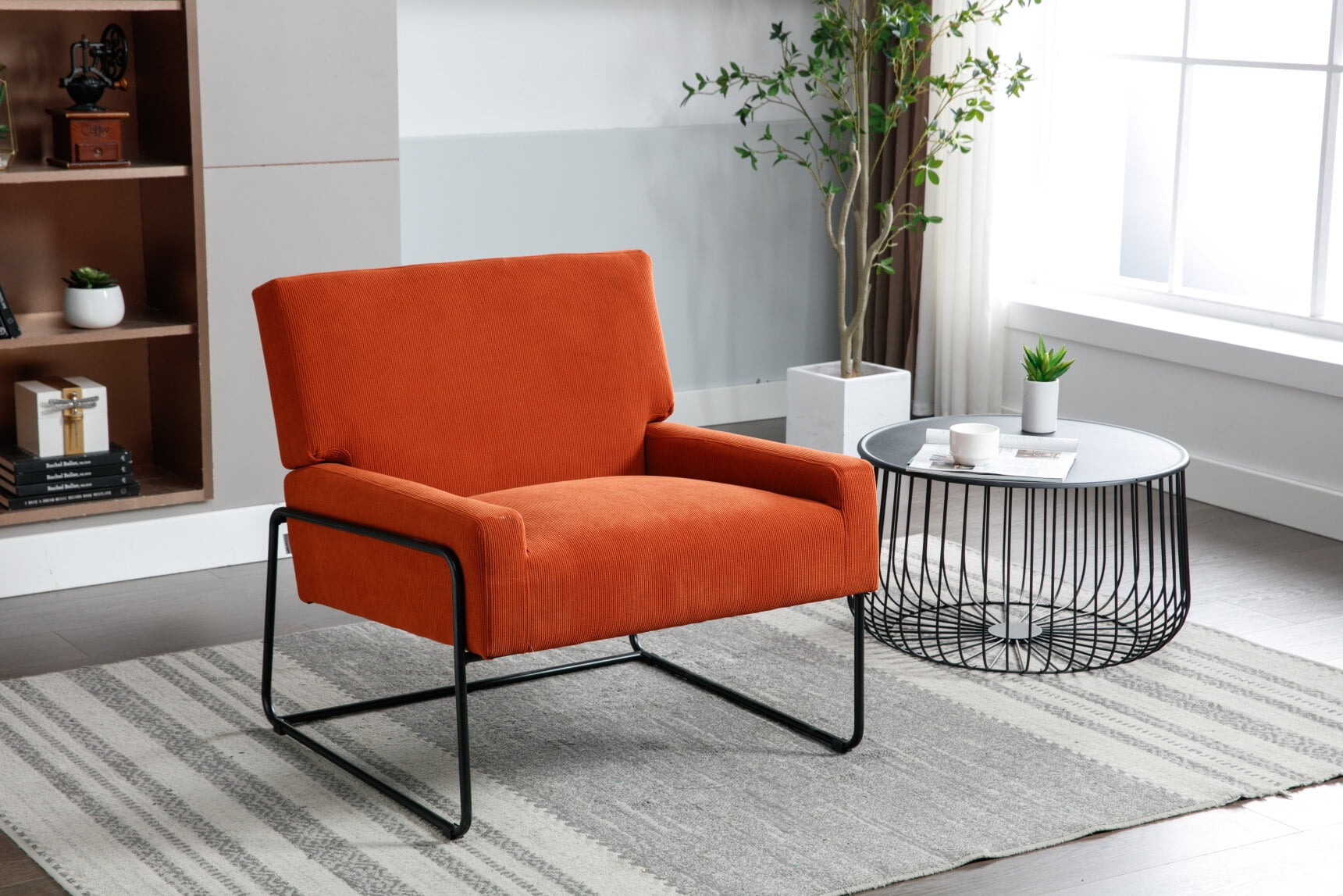 Modern Velvet Accent Chair, Metal Industrial Armchair with Soft Padded ...