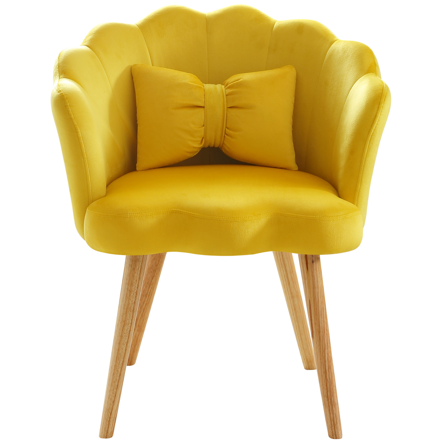Modern Velvet Accent Chair, Shell-Shaped Chair with Bowknot Waist ...