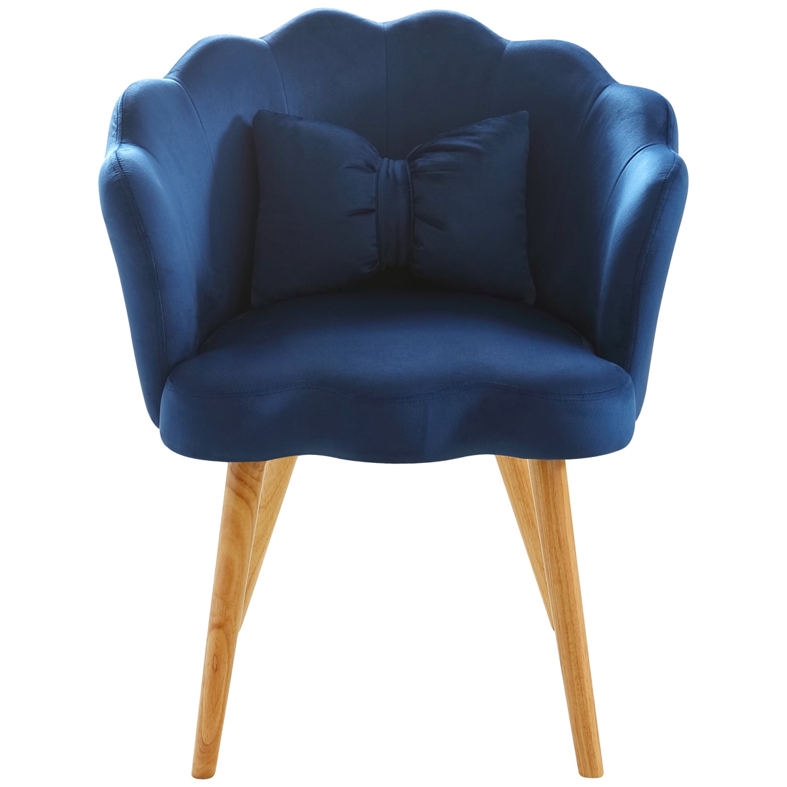 Modern Velvet Accent Chair, Shell-Shaped Chair with Bowknot Waist ...