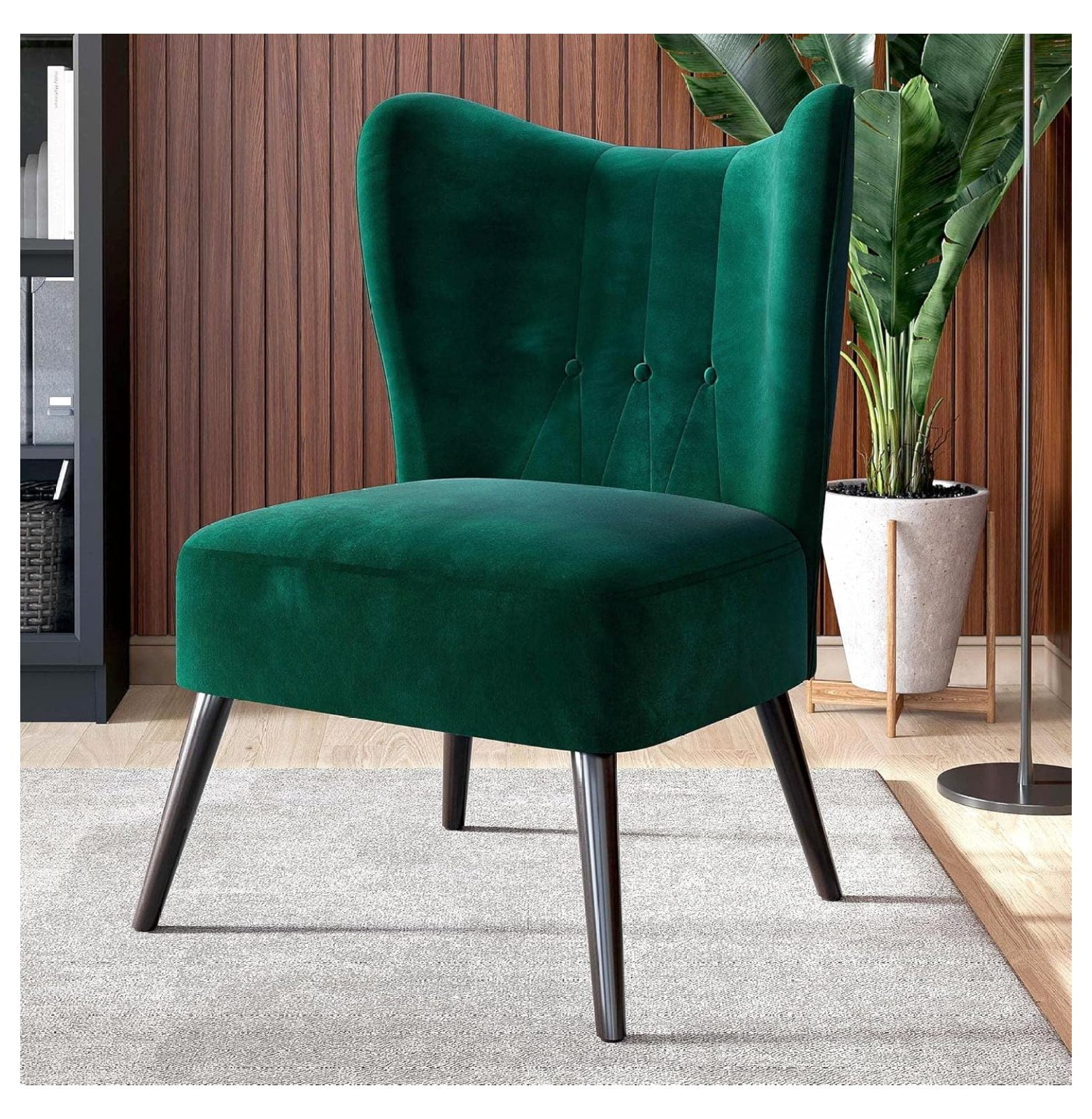 Modern Velvet Accent Chair, Wingback Small Upholstered Reading Chair ...