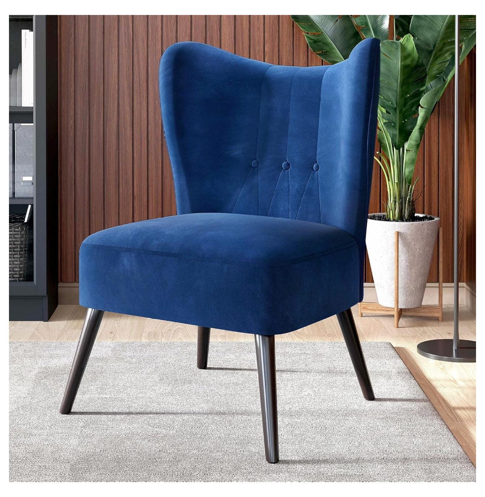 Modern Velvet Accent Chair, Wingback Small Upholstered Reading Chair ...
