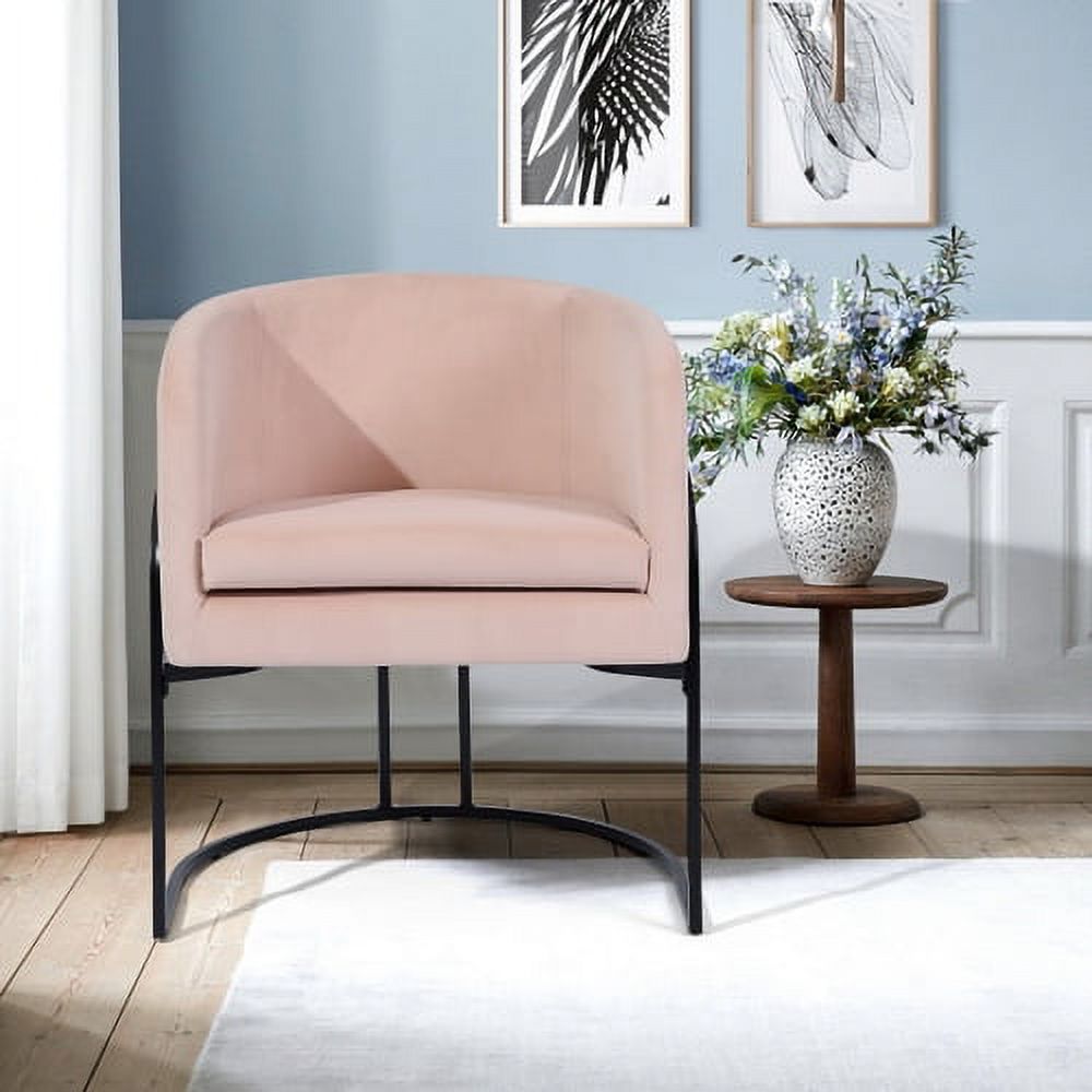 Modern Velvet Barrel Chair Upholstered Tufted Tub Armchair with Metal ...