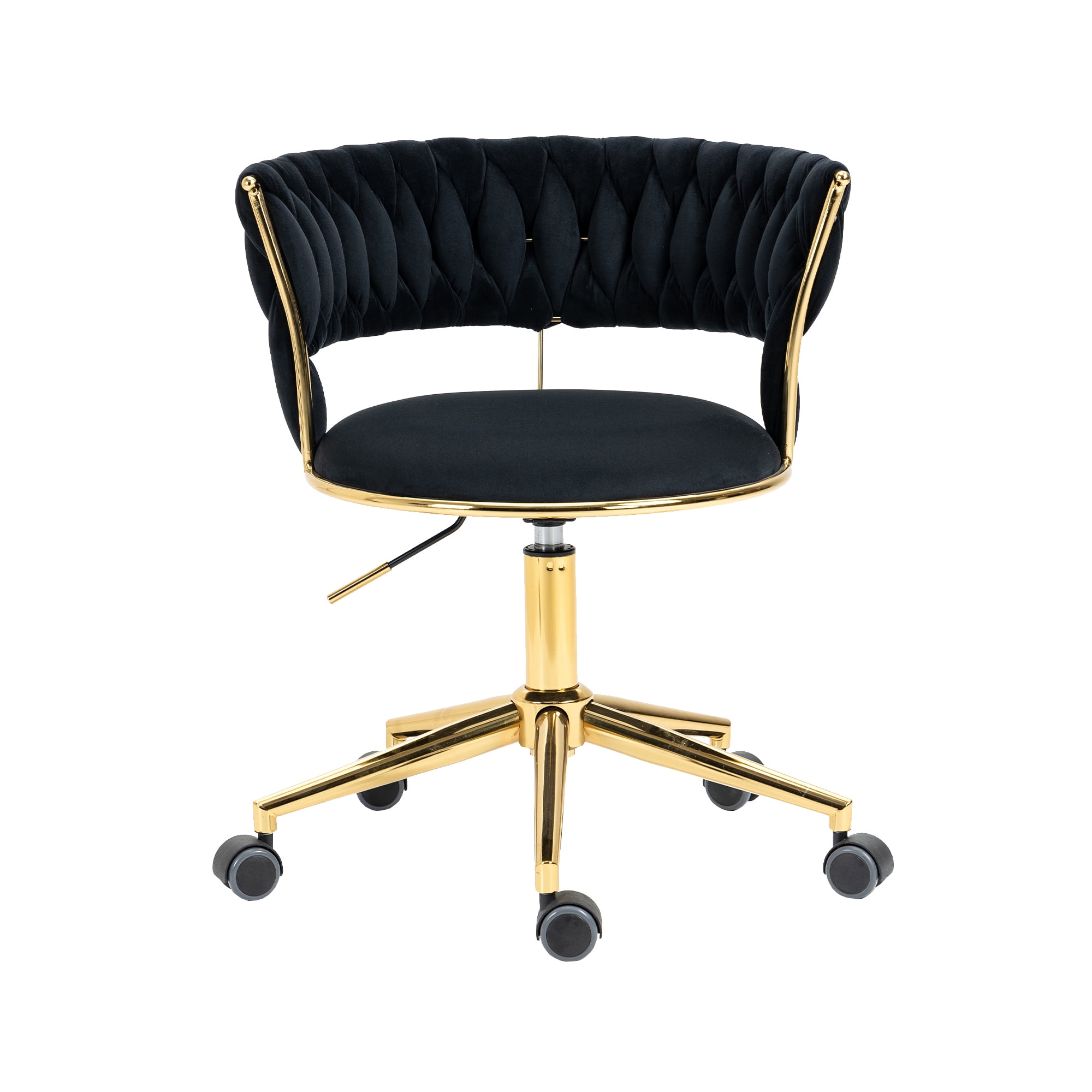 Modern Velvet Computer Chair with Hollow Backrest and Wheels,Swivel ...