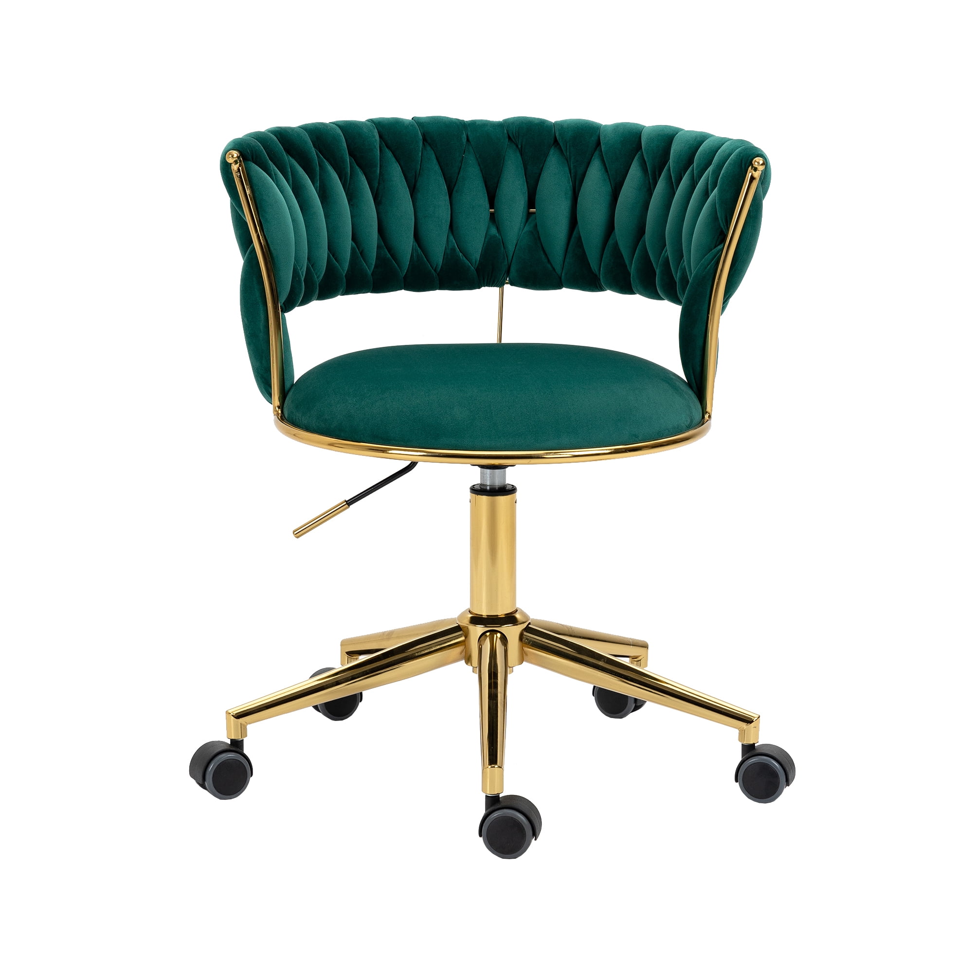 Modern Velvet Computer Chair with Hollow Backrest and Wheels,Swivel ...