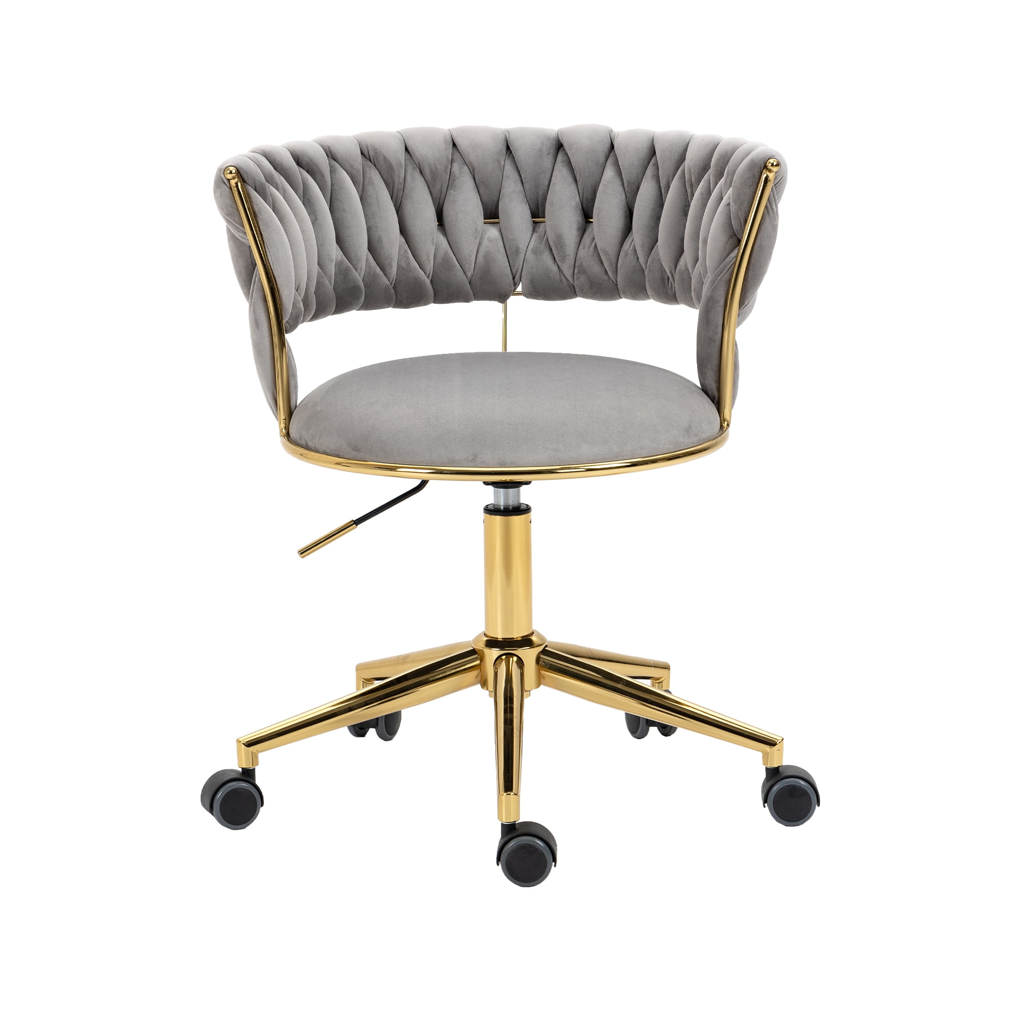 Modern Velvet Computer Chair with Hollow Backrest and Wheels,Swivel ...