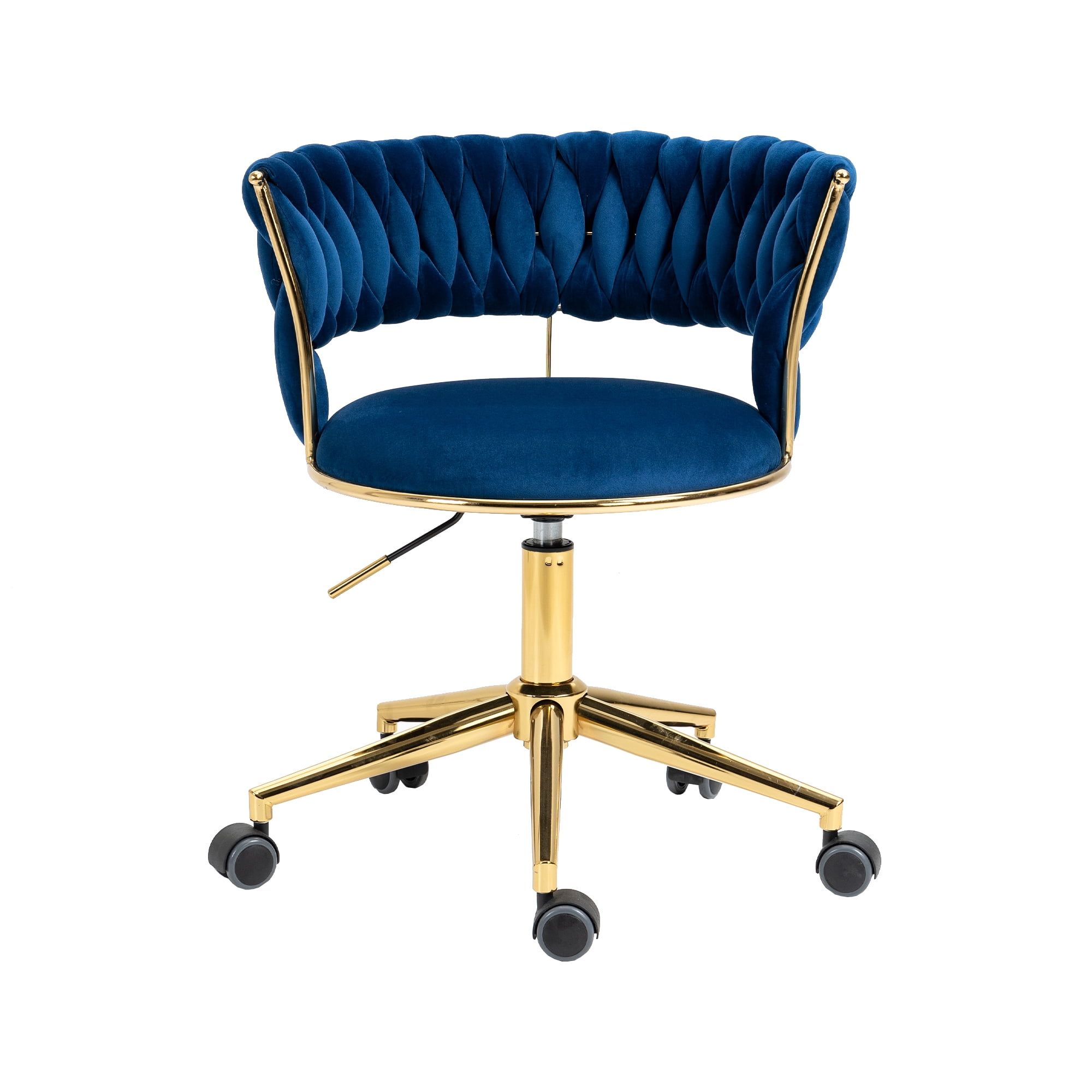 Modern Velvet Computer Chair with Hollow Backrest and Wheels,Swivel ...