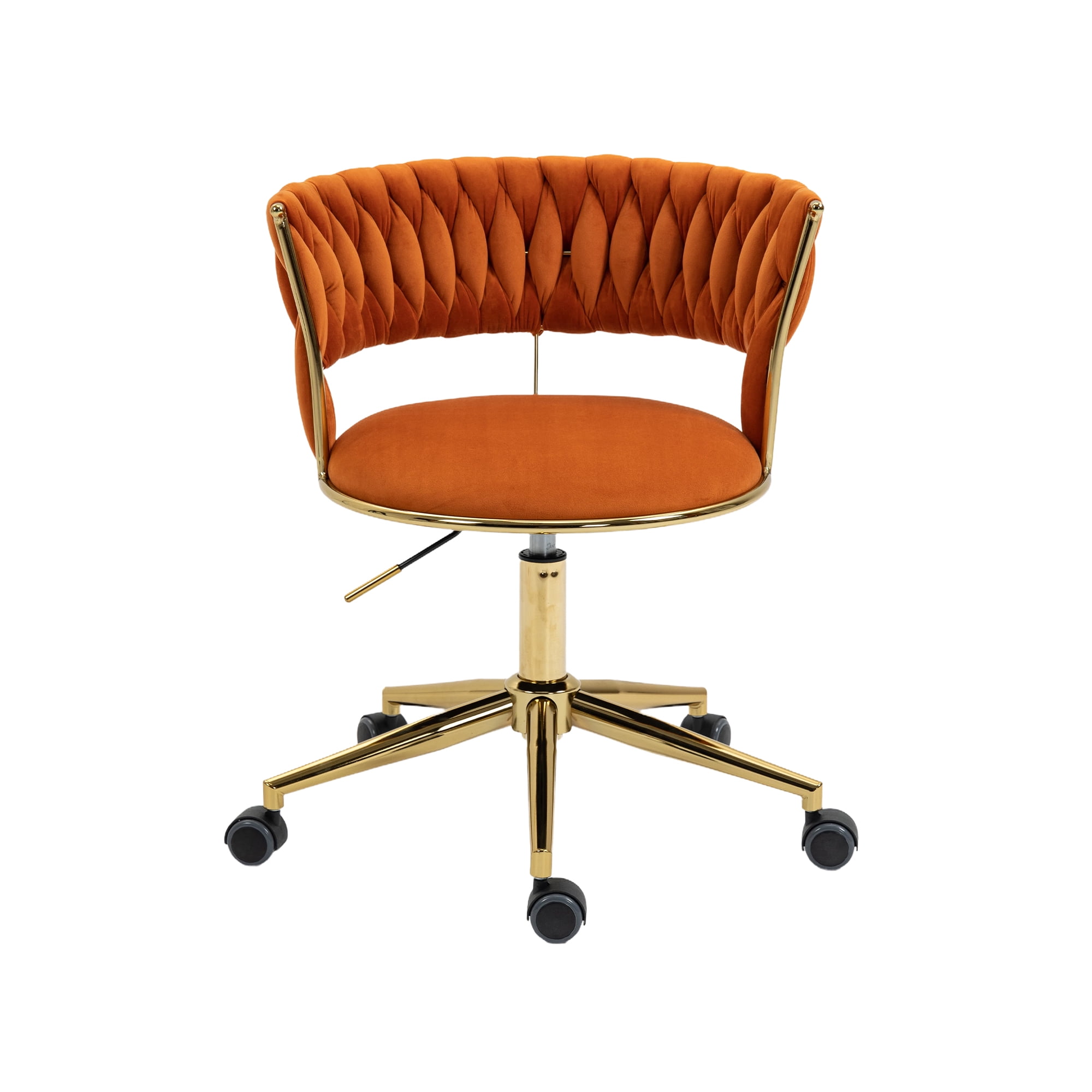 Modern Velvet Computer Chair with Hollow Backrest and Wheels,Swivel ...