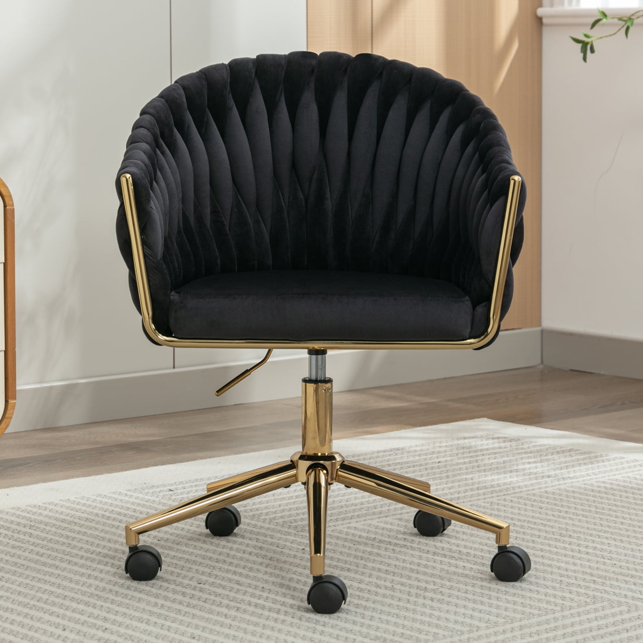 Modern Velvet Desk Chair, Home Office Chair Adjustable Swivel Rolling ...