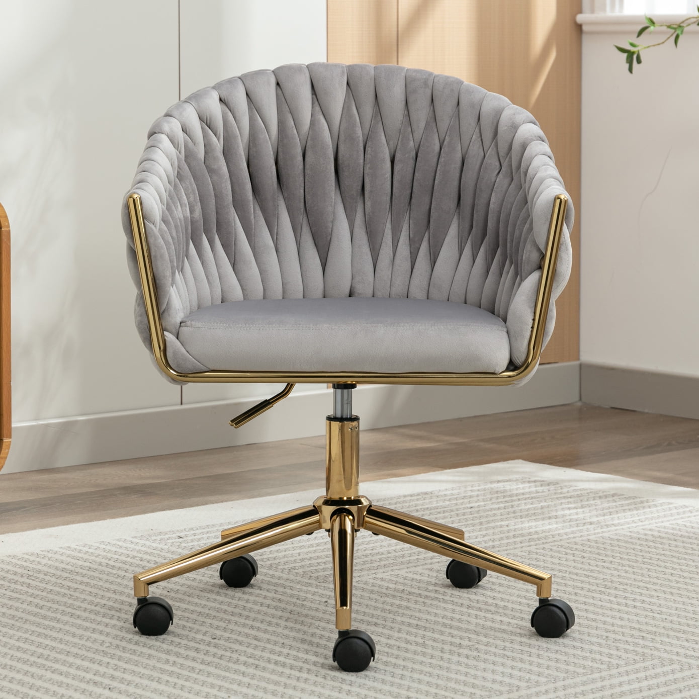 Modern Velvet Desk Chair, Home Office Chair Adjustable Swivel Rolling ...