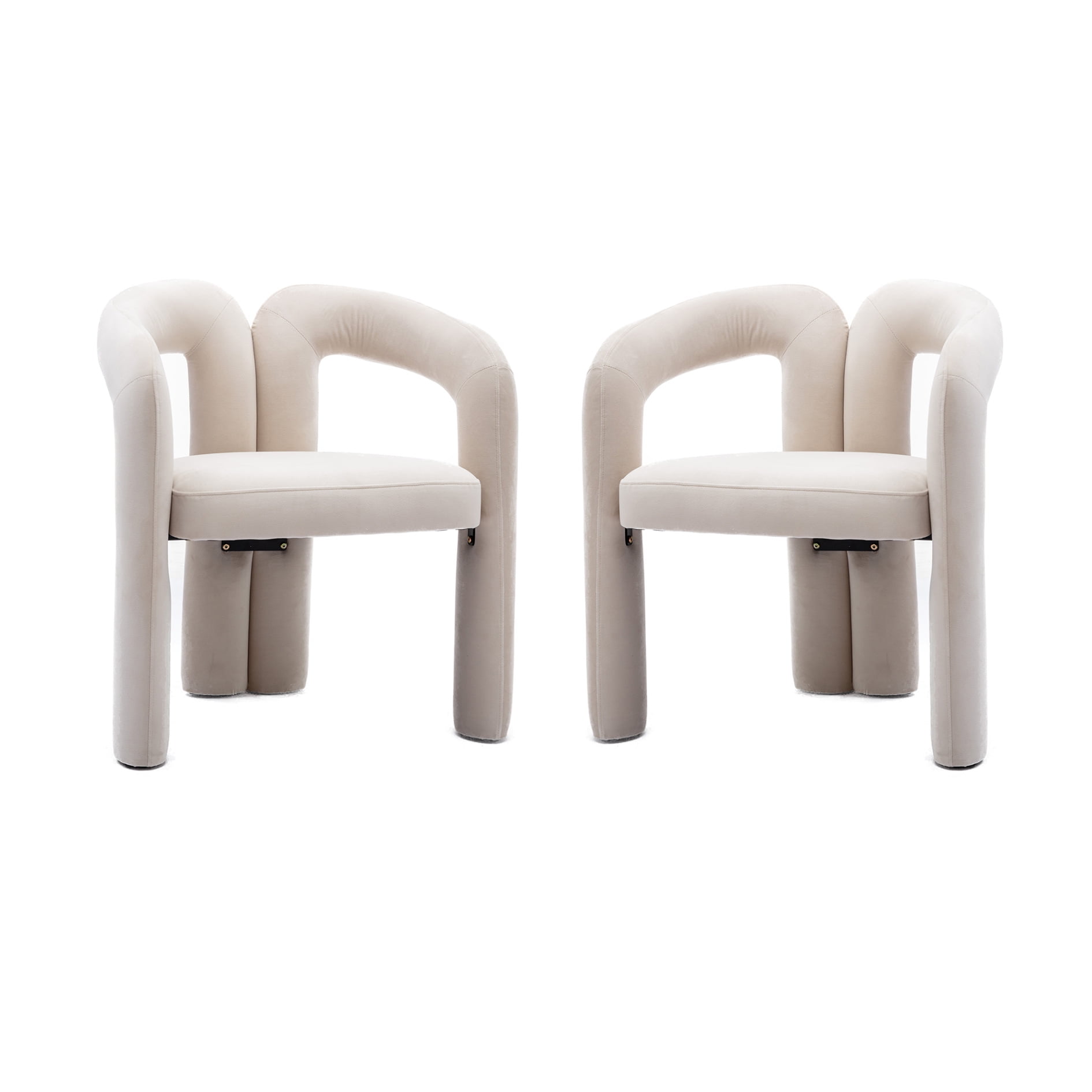 Modern Velvet Dining Chair Set of 2, Funky Barrel Accent Chairs ...