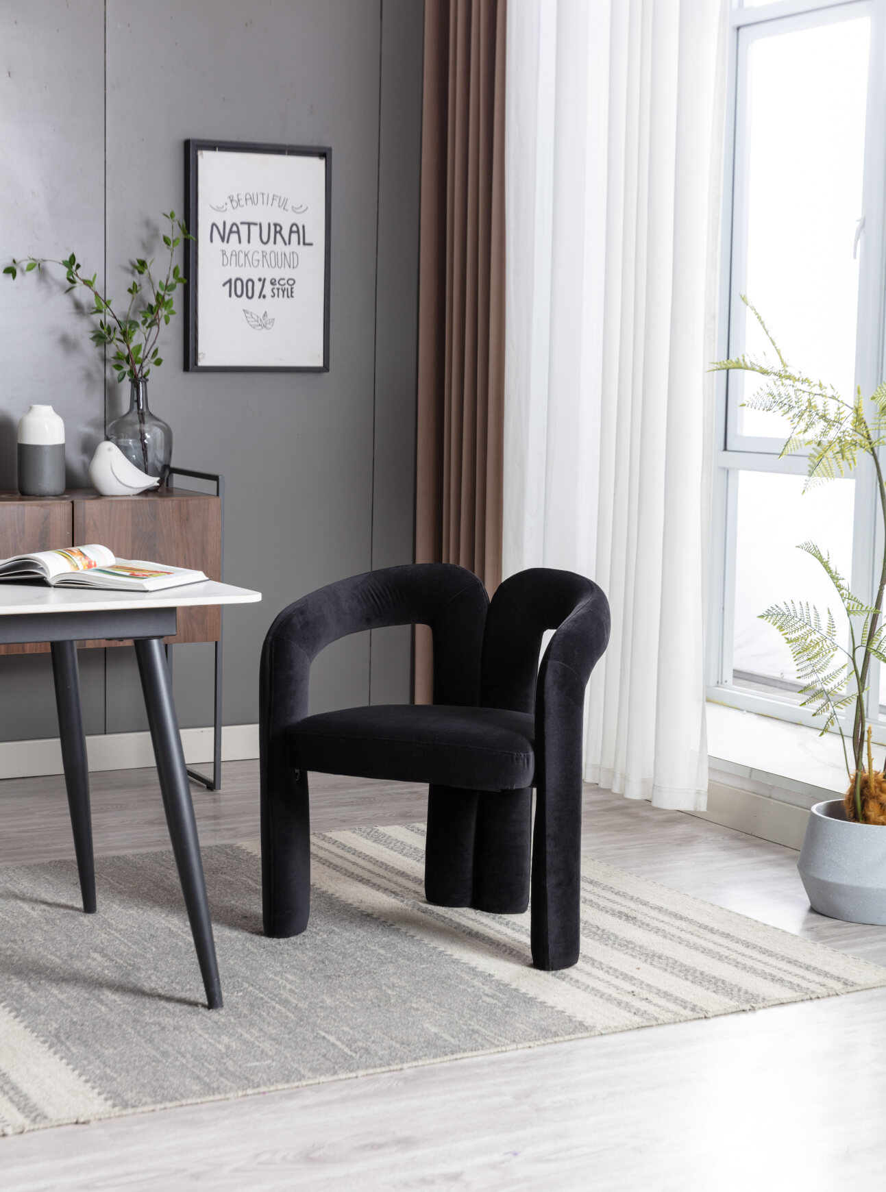 Modern Velvet Dining Chairs Set of 2, Upholstered Barrel Side Chairs ...