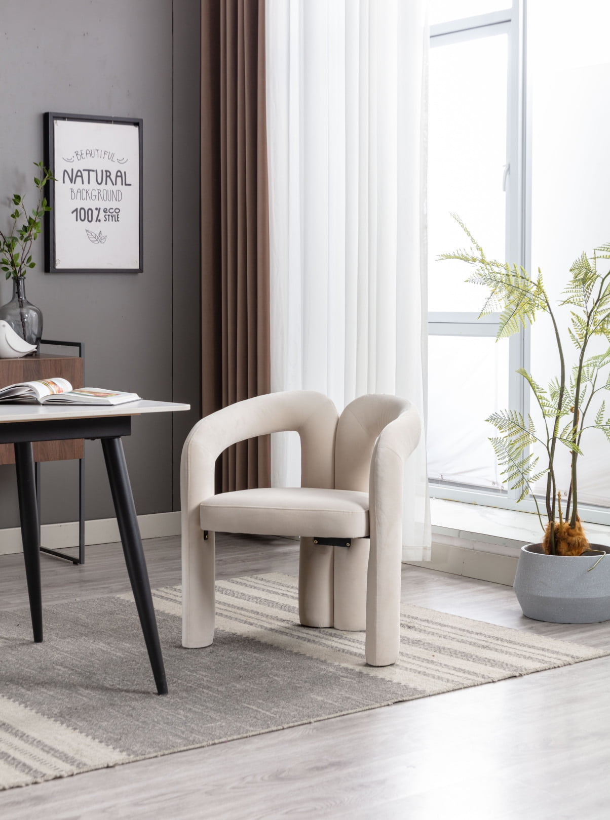 Modern Velvet Dining Chairs Set of 2, Upholstered Barrel Side Chairs ...