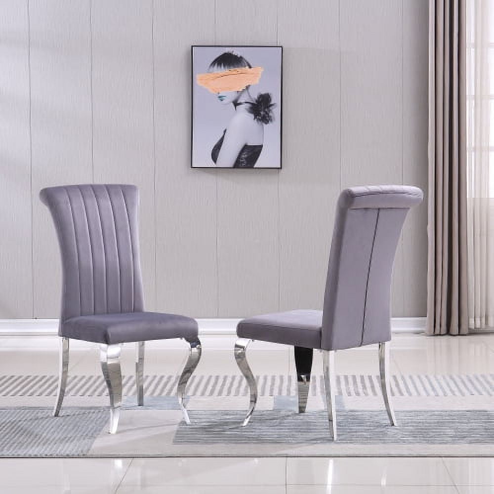 Modern Velvet Dining Chairs Set of 2, Upholstered Accent Armless Chairs ...