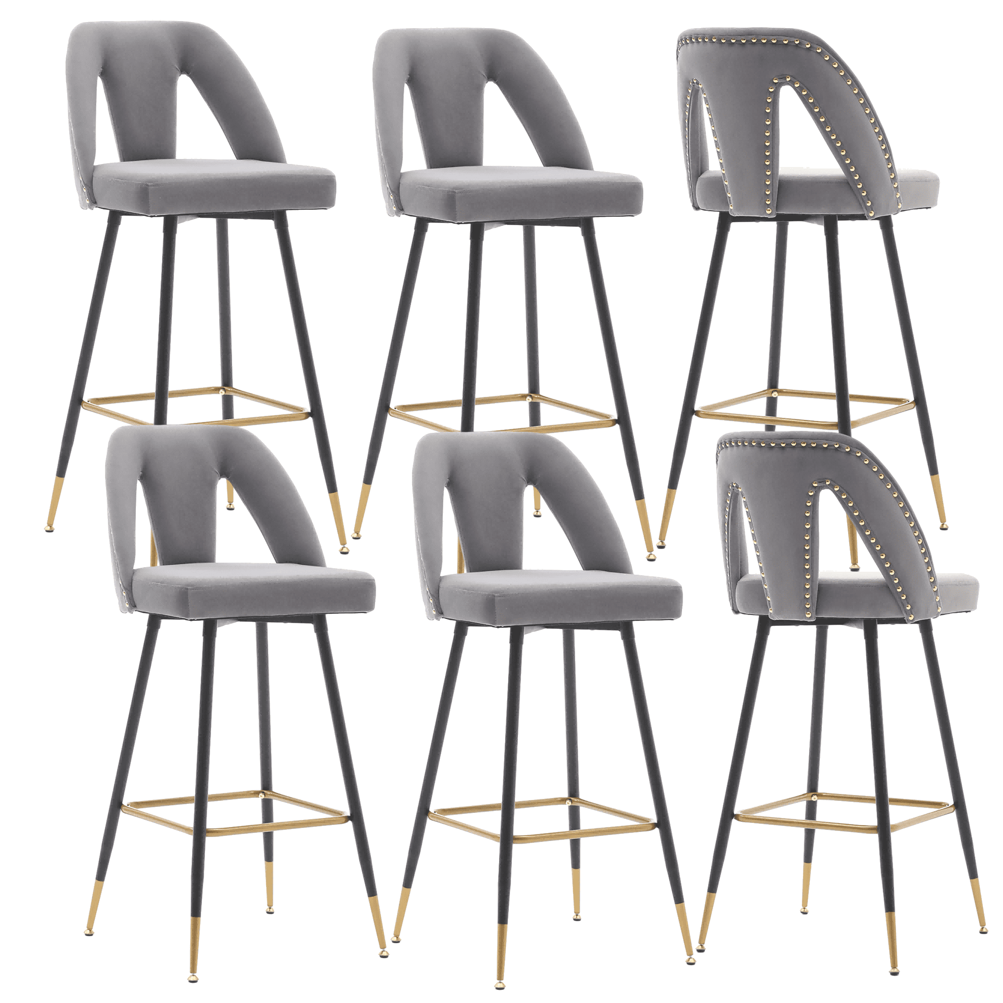 Modern Velvet Fabric Upholstered Bar Stools, Barstools with Backs and ...