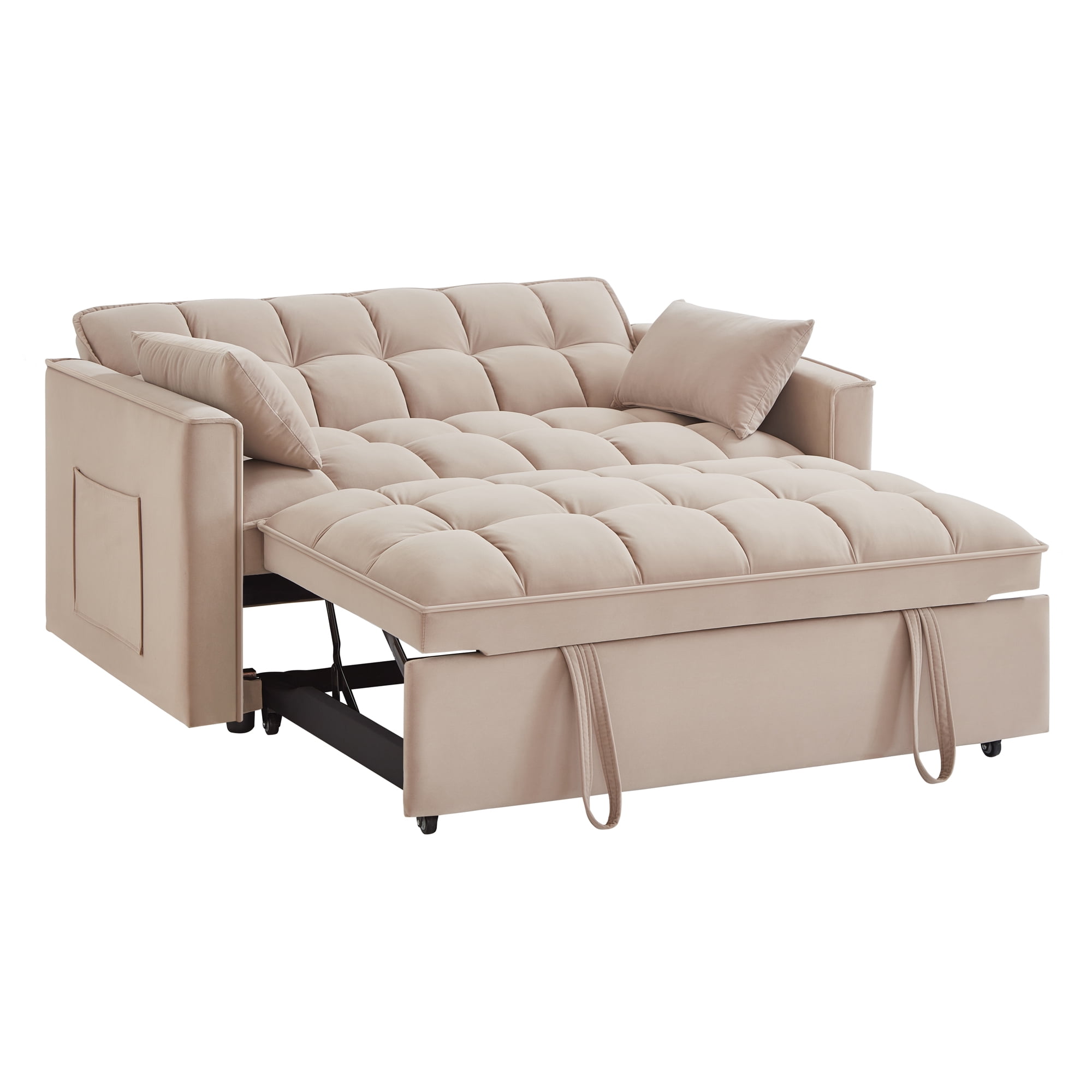 Modern Velvet Folding Sofa Bed, Convertible Small Loveseat Sleeper ...