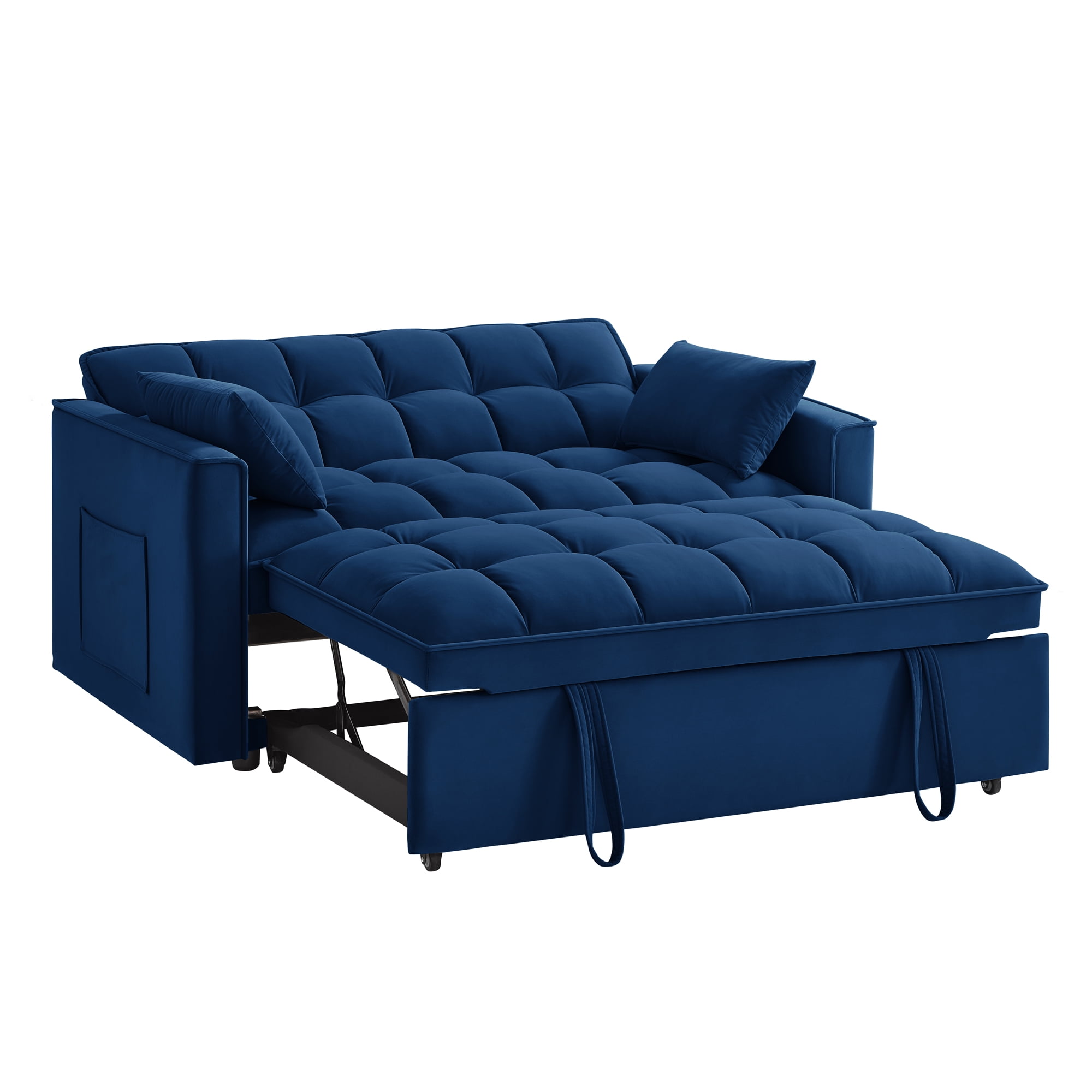 Modern Velvet Folding Sofa Bed, Convertible Small Loveseat Sleeper ...