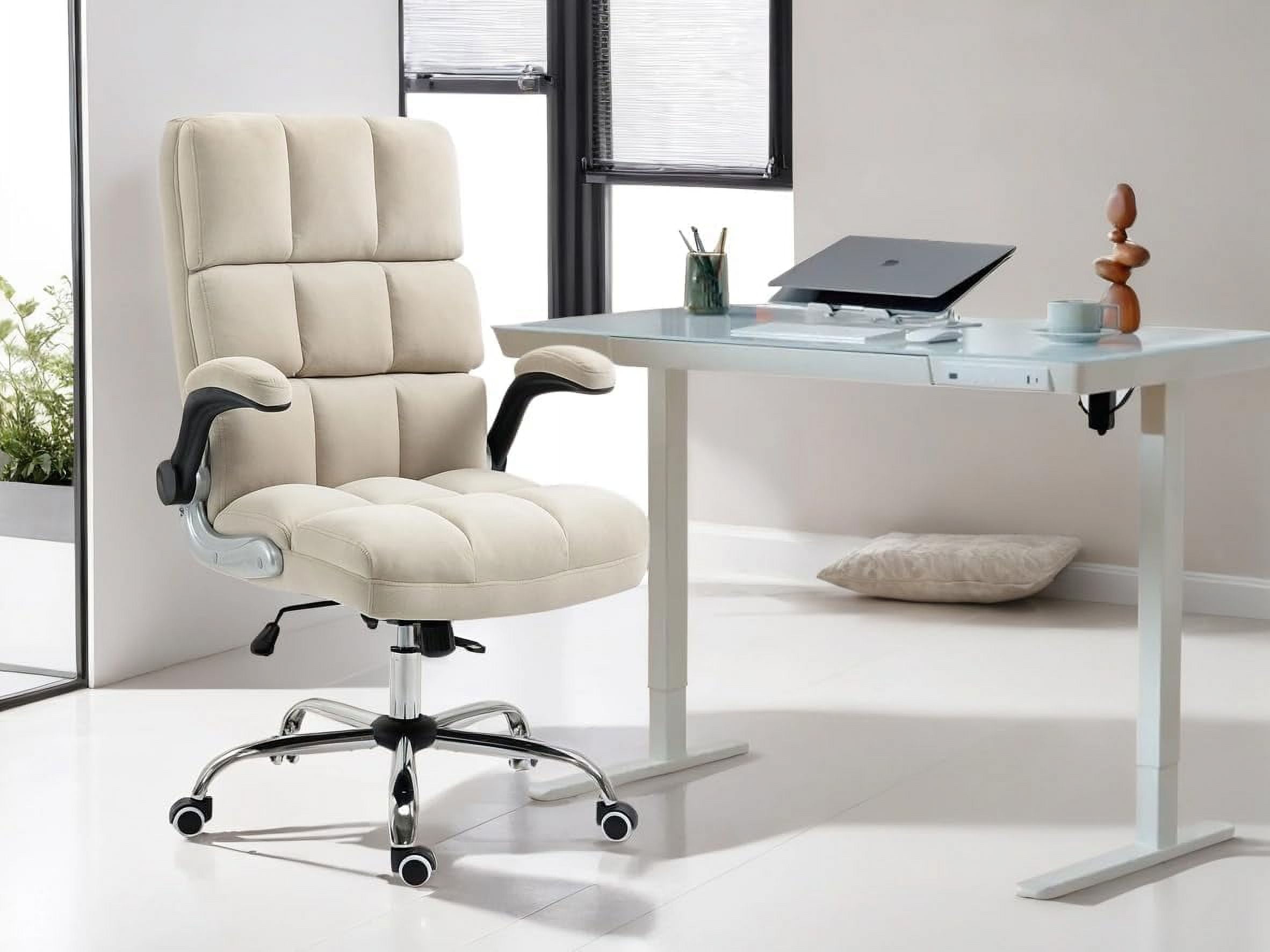 Modern Velvet Home Office Computer Desk Task Chair with Wheels Mid-Back ...