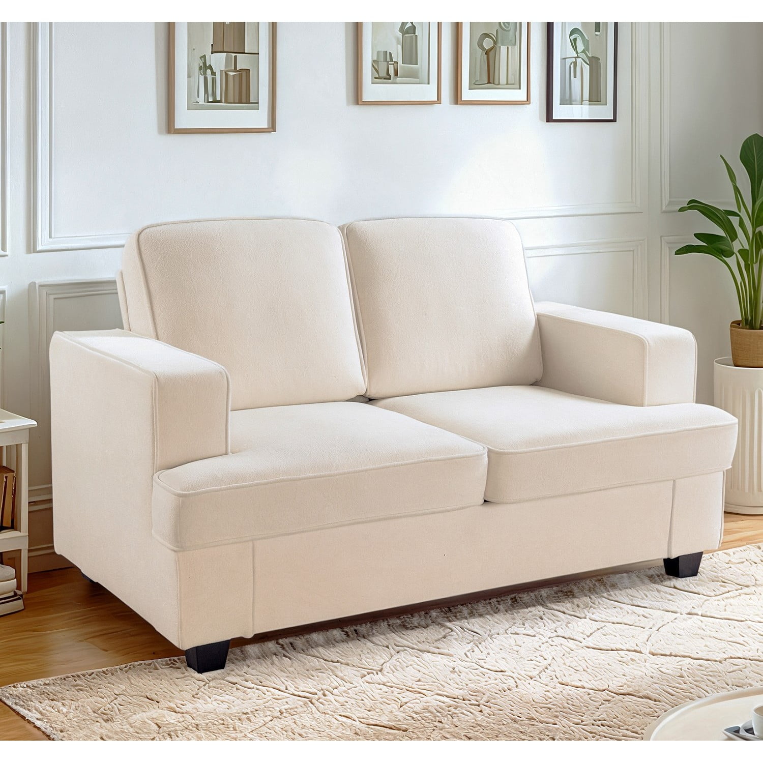 Modern Velvet Loveseat, Comfortable 2 Seater Couch with Deep Seating ...