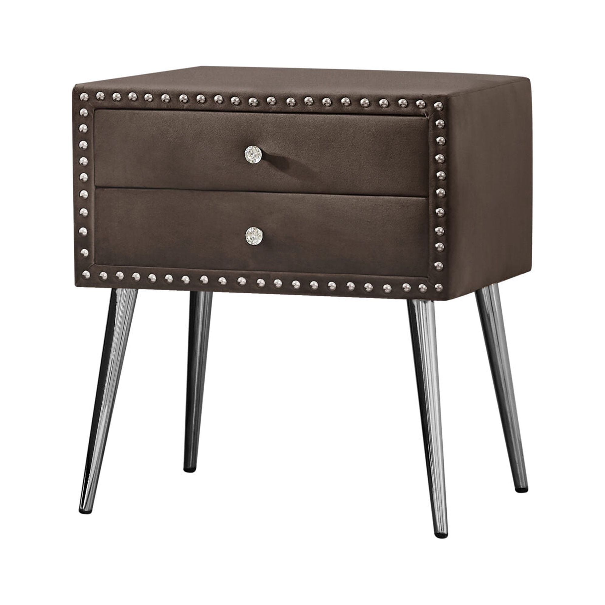 Modern Velvet Nightstand, End Side Table, Velvet Bedside Table with 2 ...