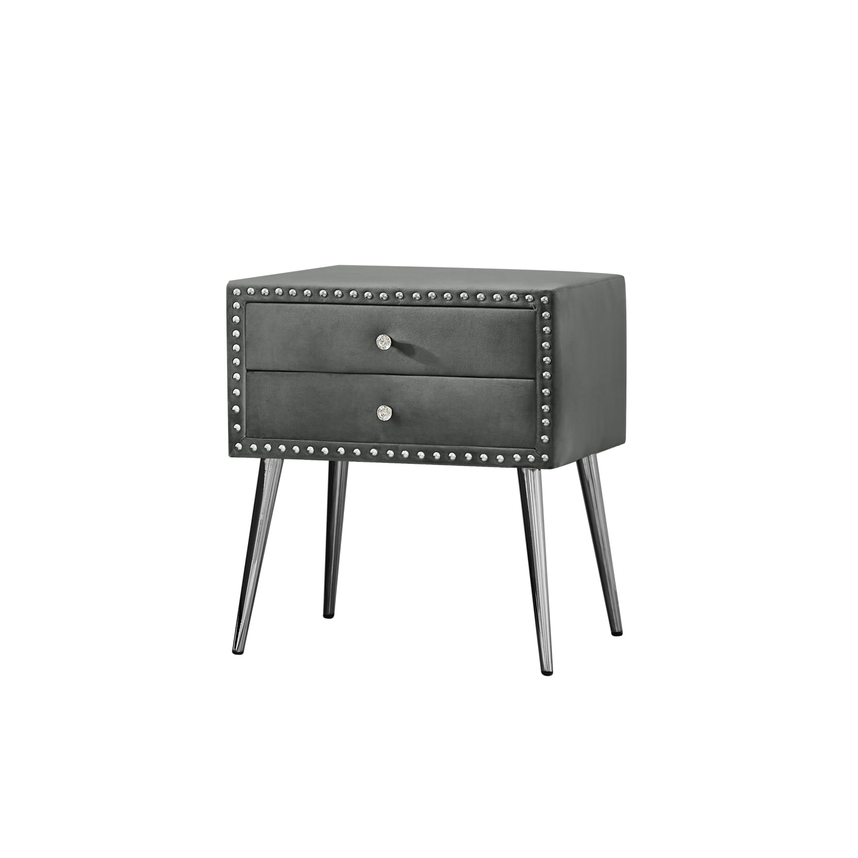 Modern Velvet Nightstand, End Side Table, Velvet Bedside Table with 2 ...