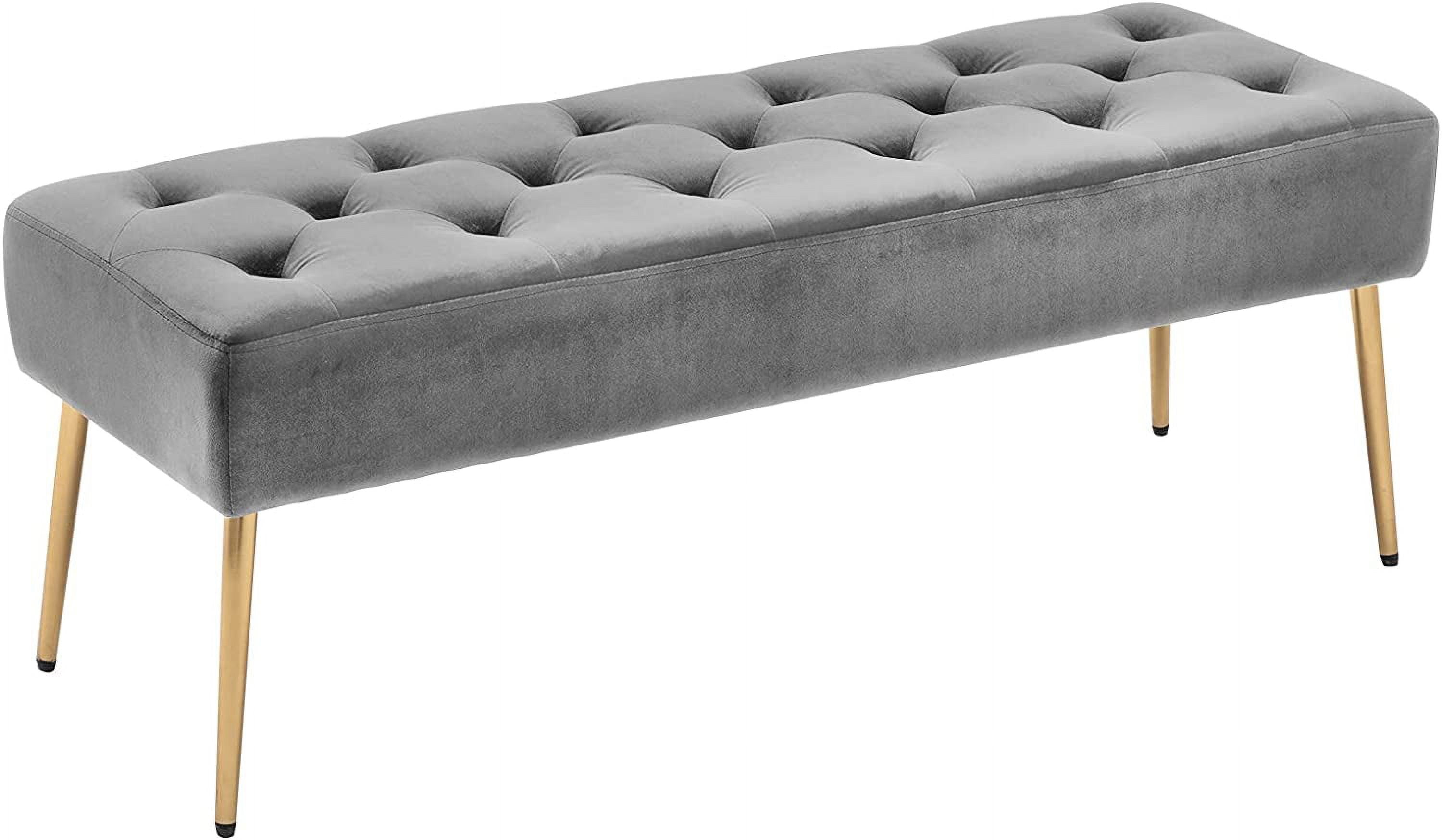 Modern Velvet Ottoman Bench, Button-Tufted Upholstered Bedroom Benches ...