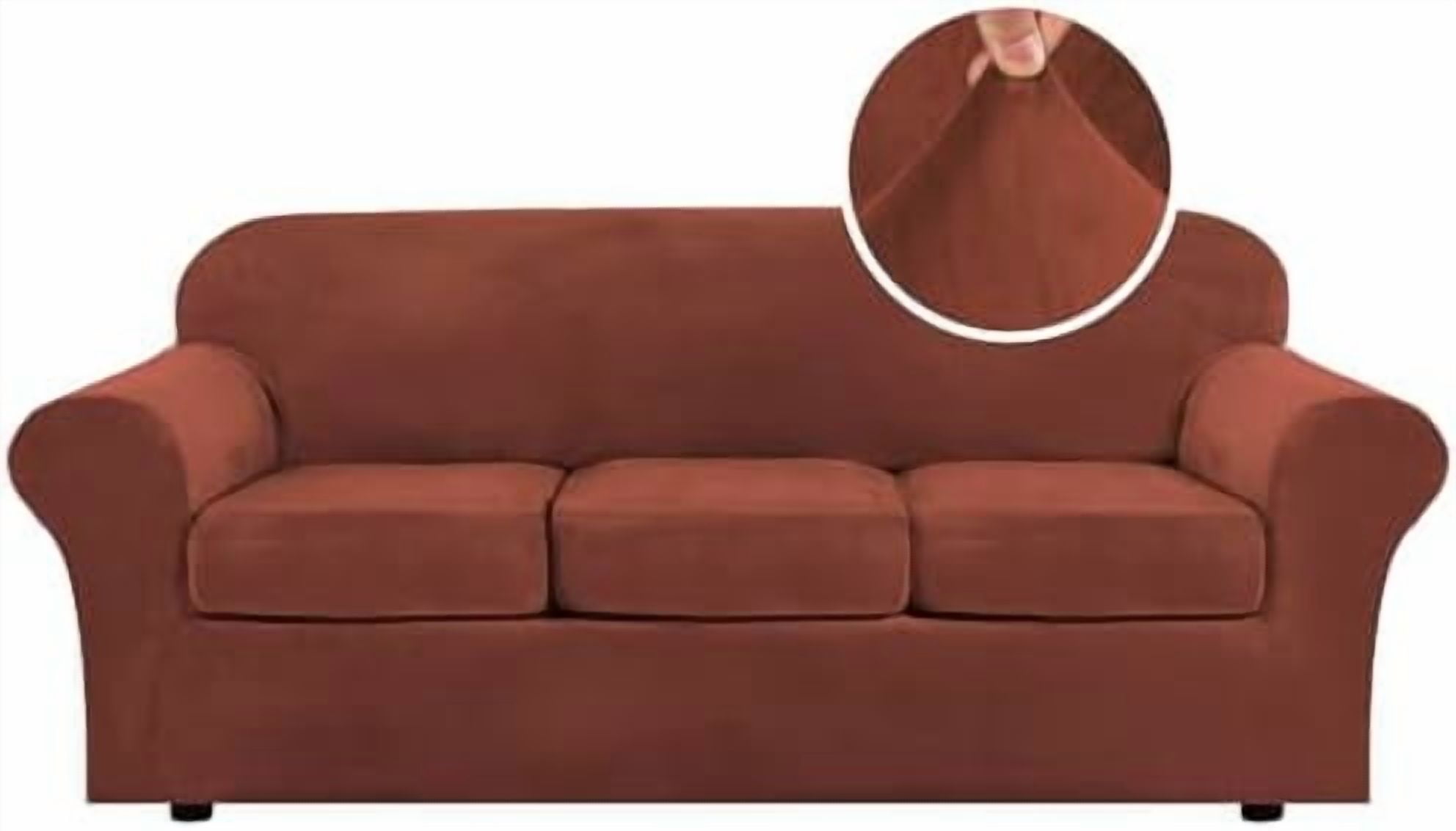 Modern Velvet Plush 4 Piece High Stretch Sofa Slipcover Sofa Cover ...