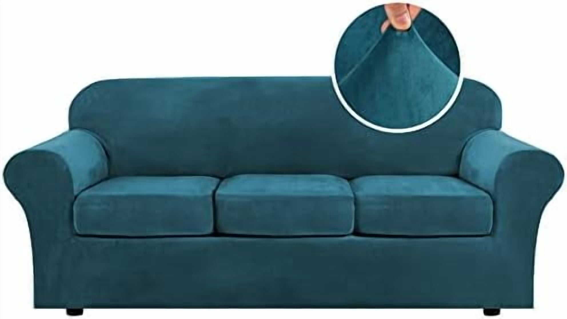 Modern Velvet Plush 4 Piece High Stretch Sofa Slipcover Sofa Cover ...