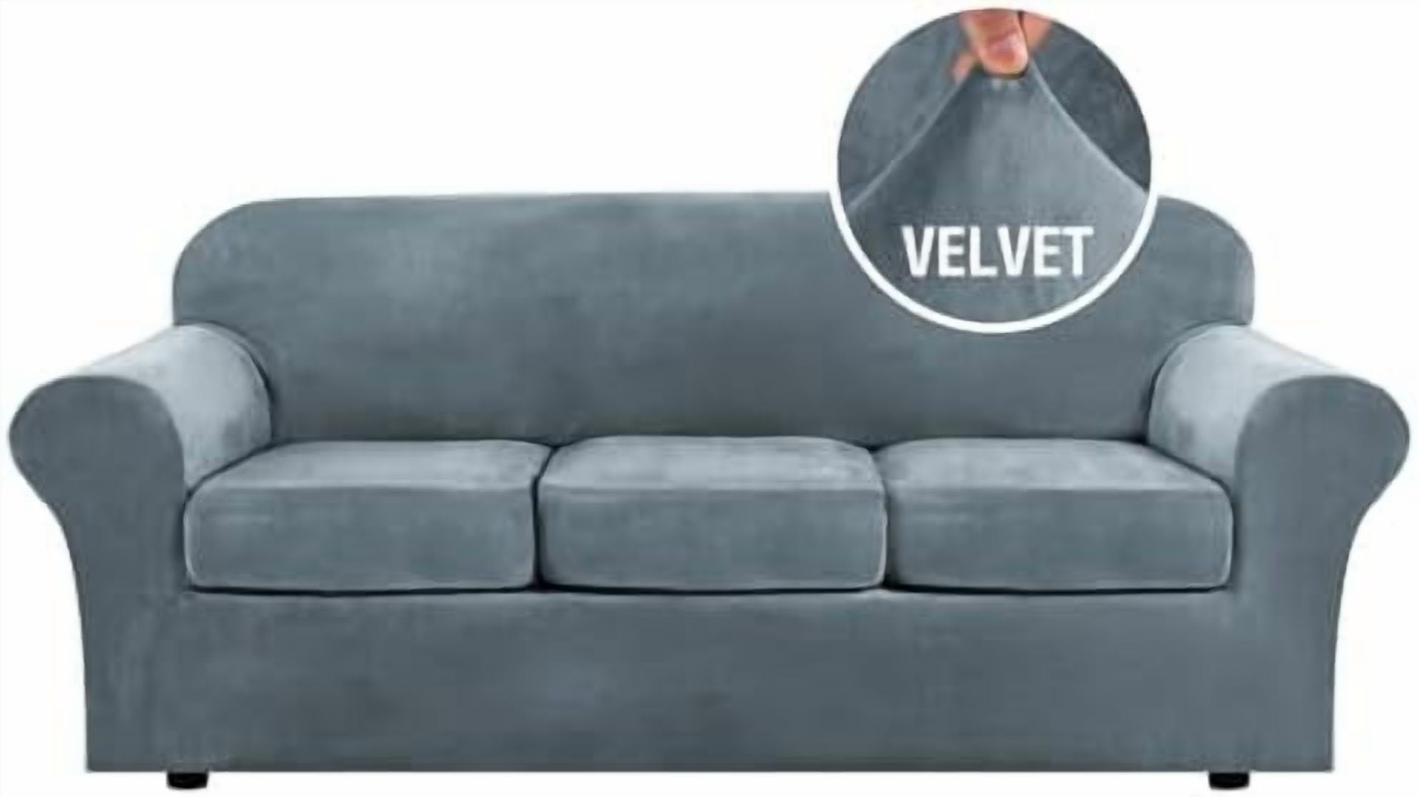 Modern Velvet Plush 4 Piece High Stretch Sofa Slipcover Sofa Cover ...