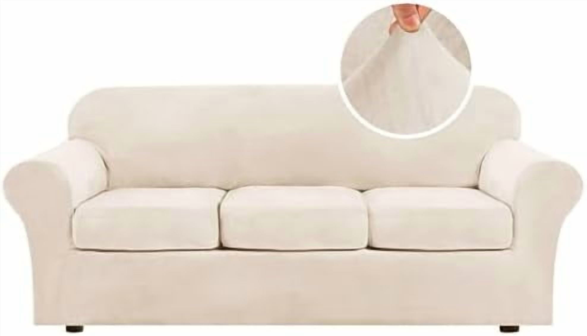 Modern Velvet Plush 4 Piece High Stretch Sofa Slipcover Sofa Cover ...