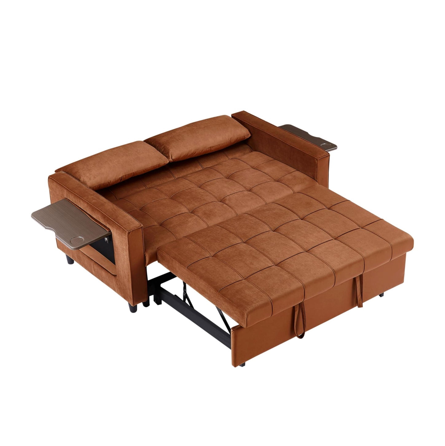 Modern Velvet Recliner Sofa with Side Coffee Table, Adjustable Backrest ...