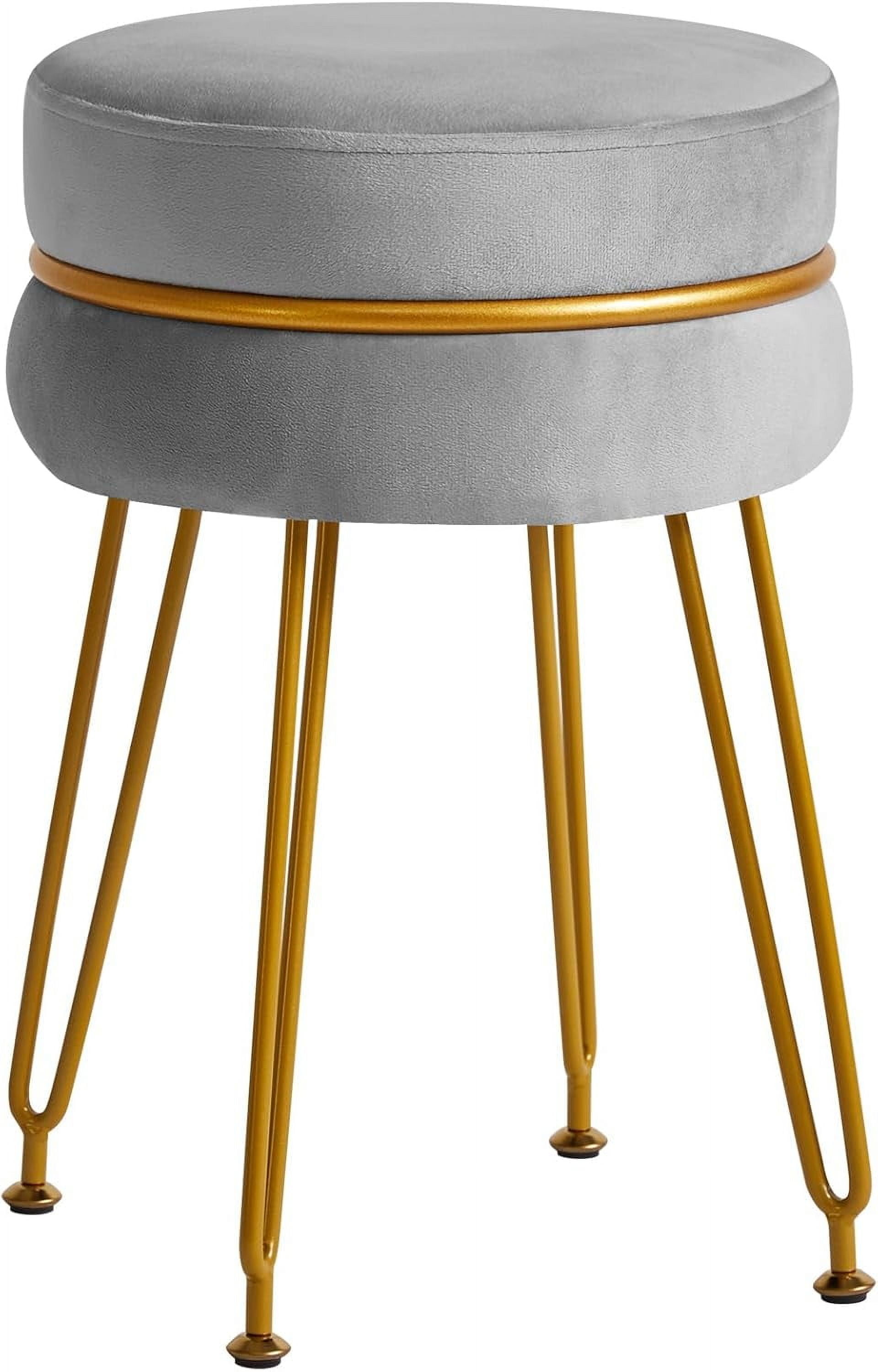 Modern Velvet Round Footstool Ottoman, Vanity Chair for Makeup Room ...