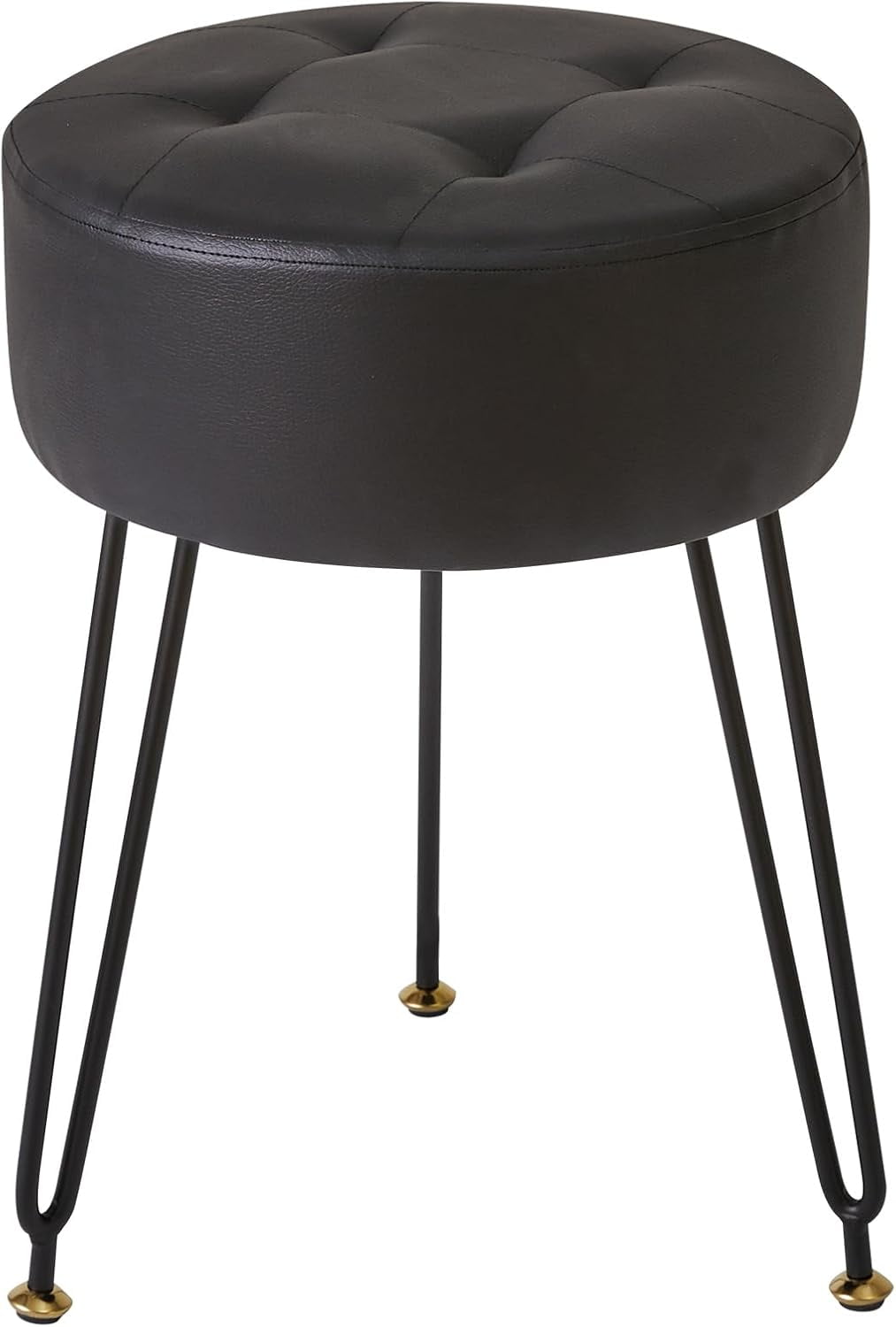 Modern Velvet Round Footstool Ottoman, Vanity Chair for Makeup Room ...