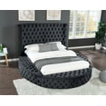 Queen Size Velvet Round Bed with Storage, USB Charging Station ...
