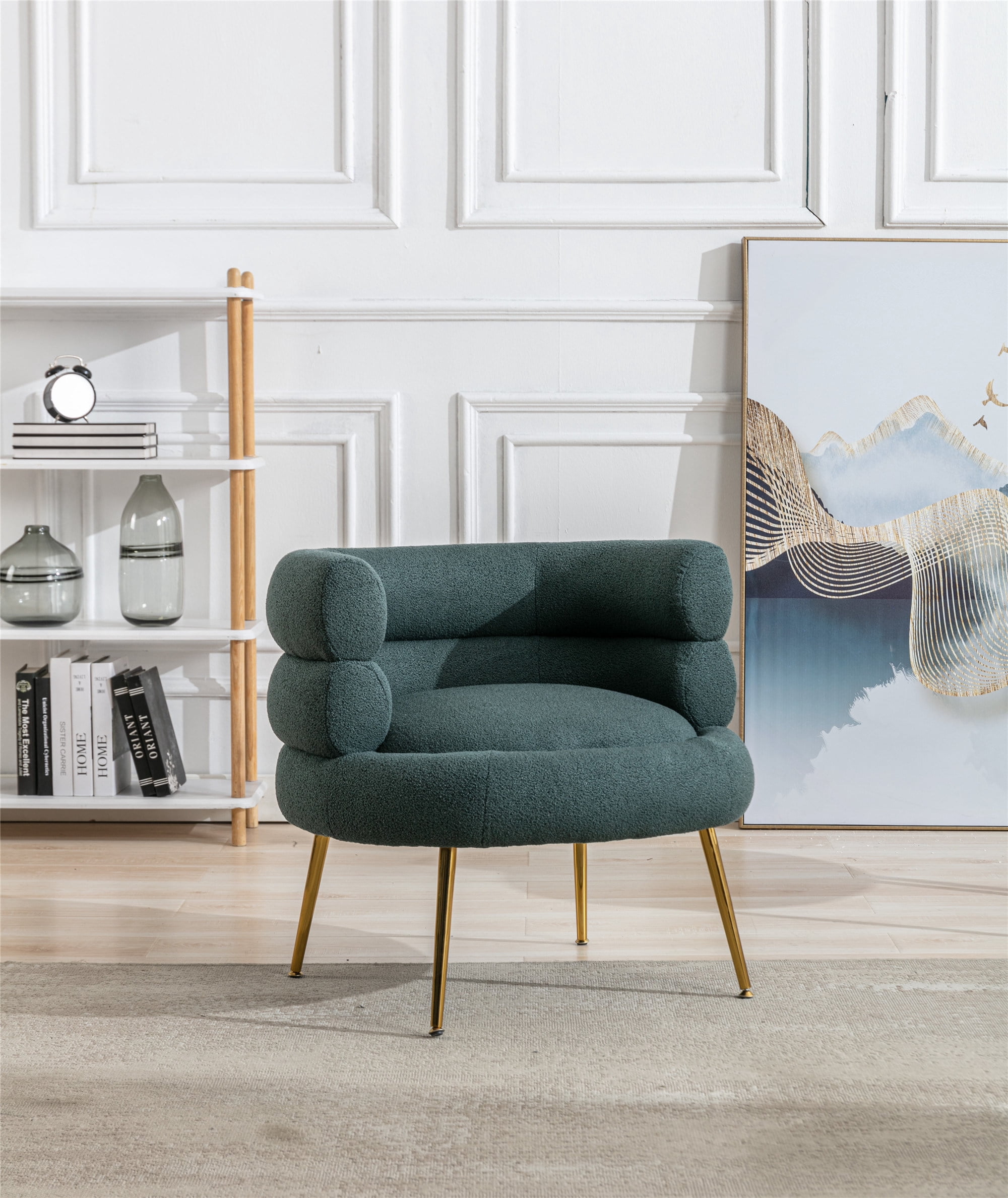 Modern Velvet Single Sofa Chair, Upholstered Accent Living Room Chair ...