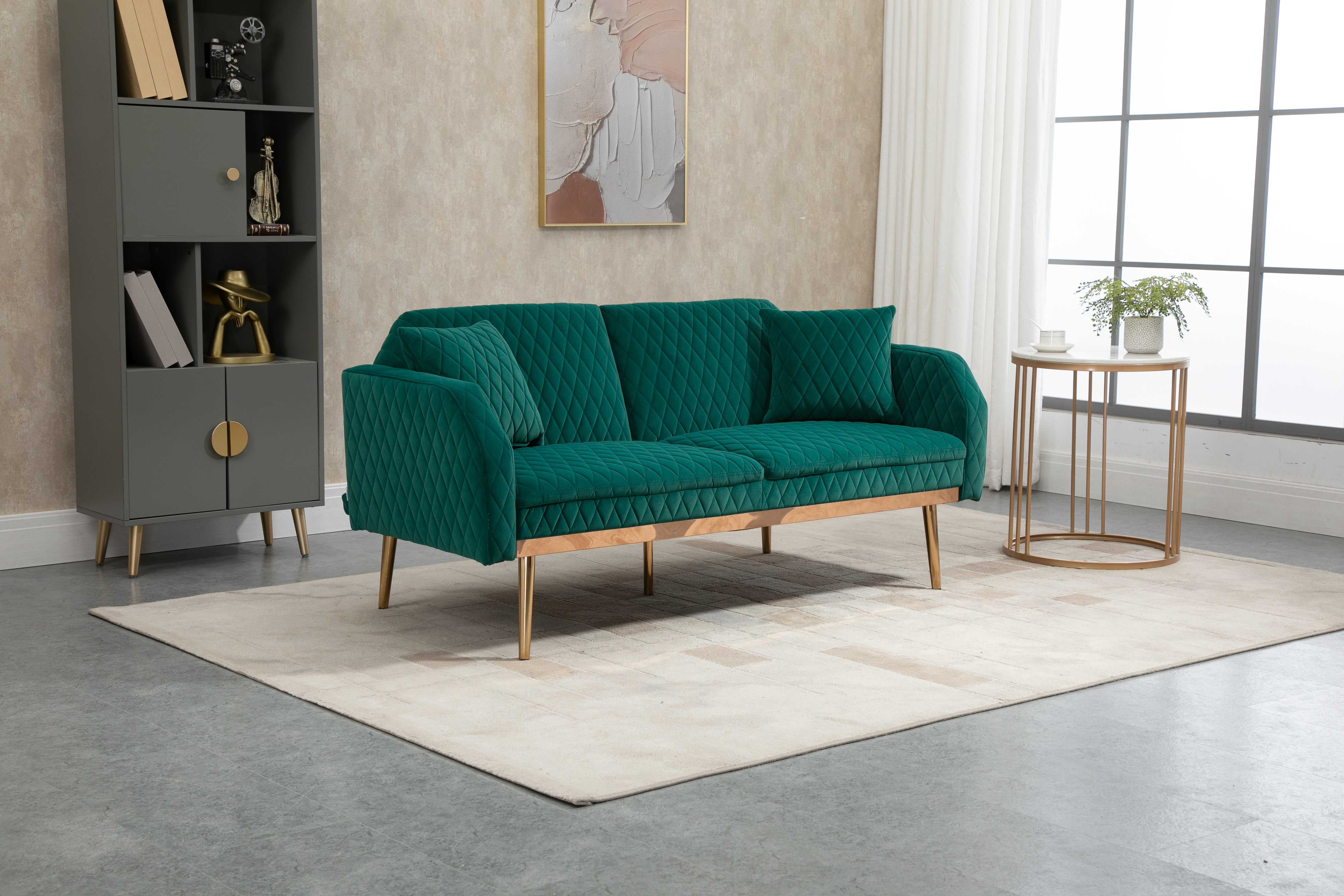 Modern Velvet Sofa with Adjustable Angle Backrest and Armrest ...