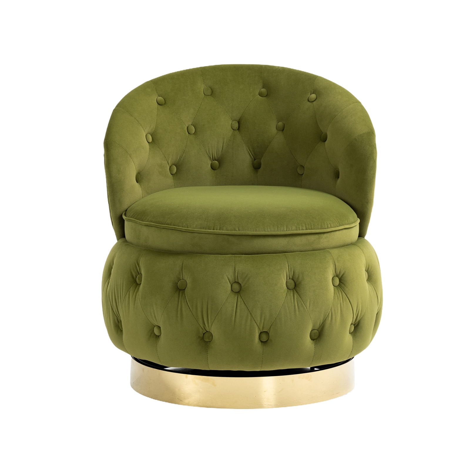 Modern Velvet Storage Upholstered Swivel Chair with Wide Backrest ...